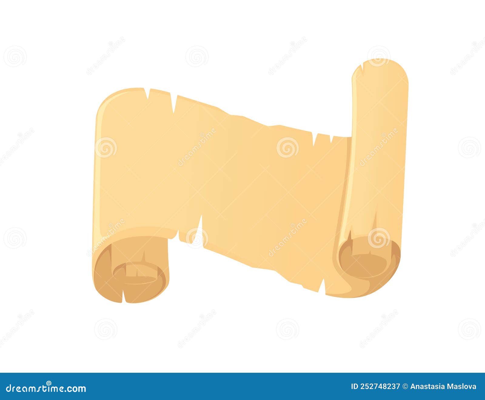 Papyrus Ancient Or Medieval Scroll With Damage Vector Illustration ...