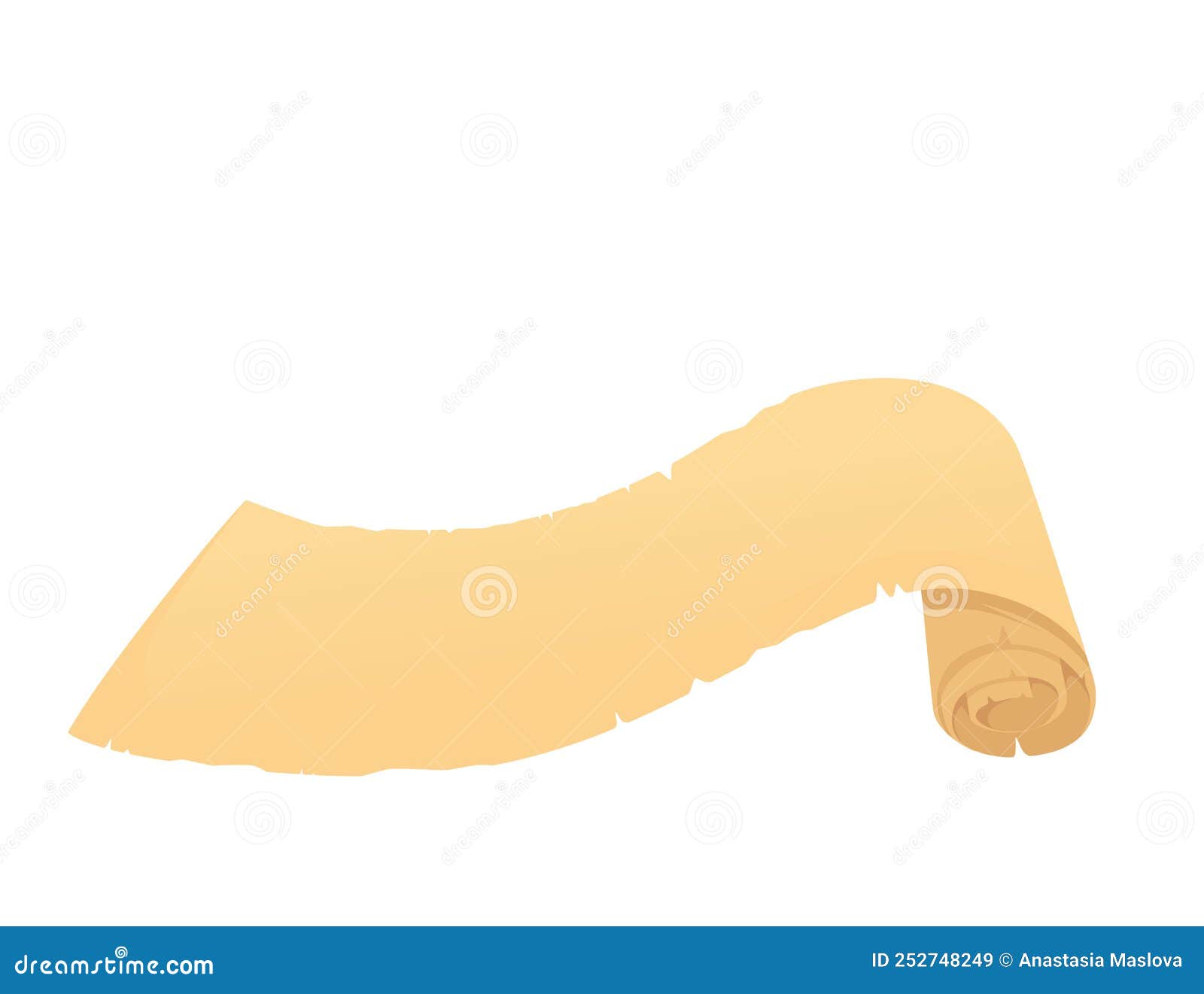 Papyrus Ancient Or Medieval Scroll With Damage Vector Illustration ...