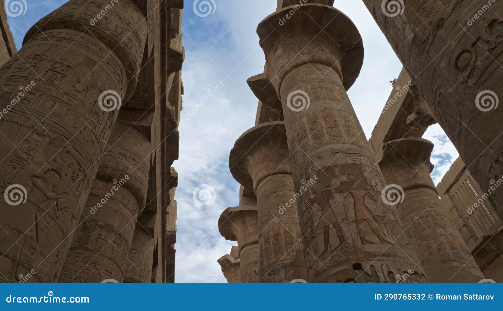 Papyrus Columns of Great Hypostyle Hall in Karnak Stock Footage - Video ...