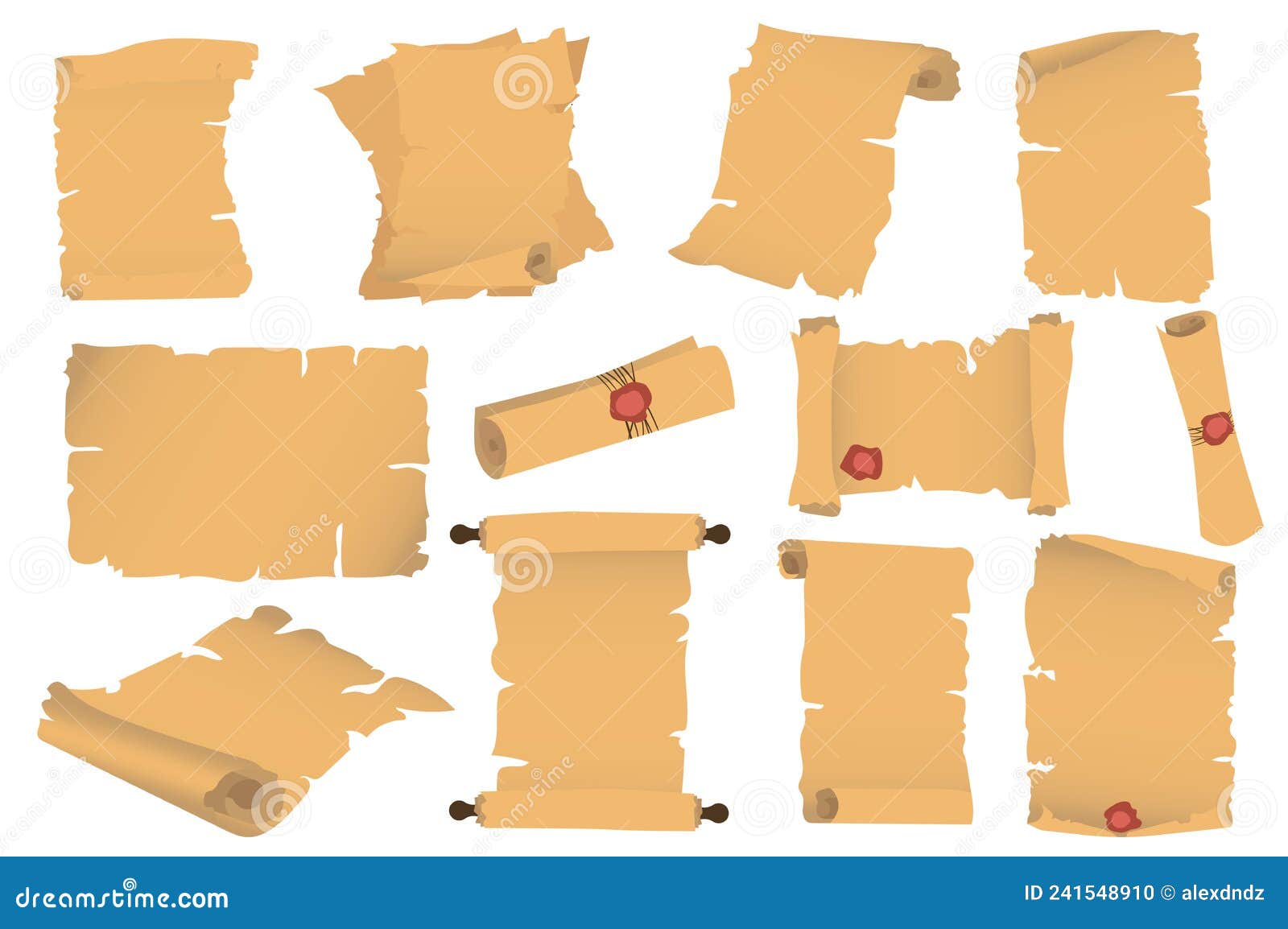 Papyrus With Elements Of Egyptian Ancient History Cartoon Vector ...