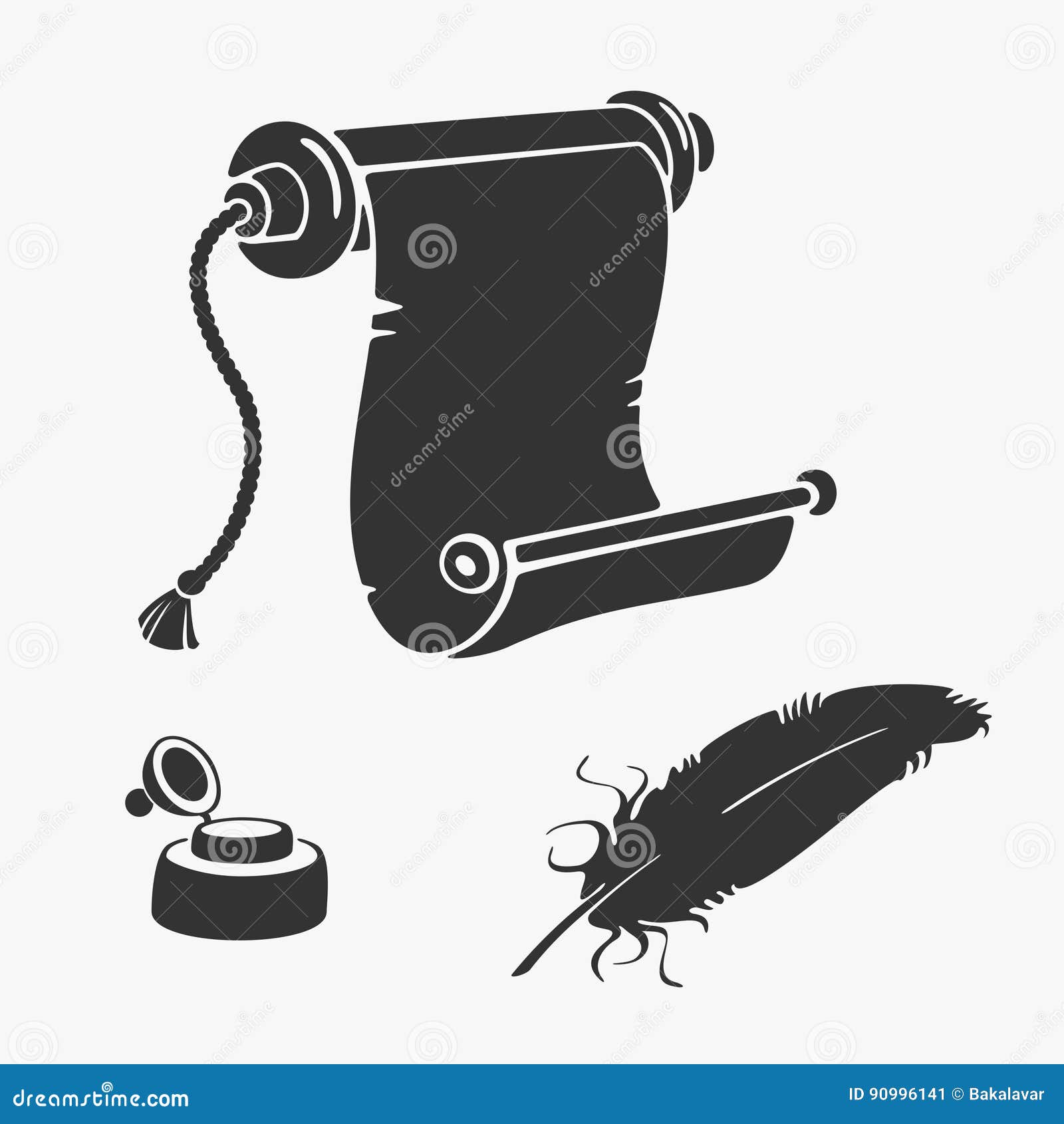 Papyrus Pen and Ink Set Vector Illustration Stock Illustration ...