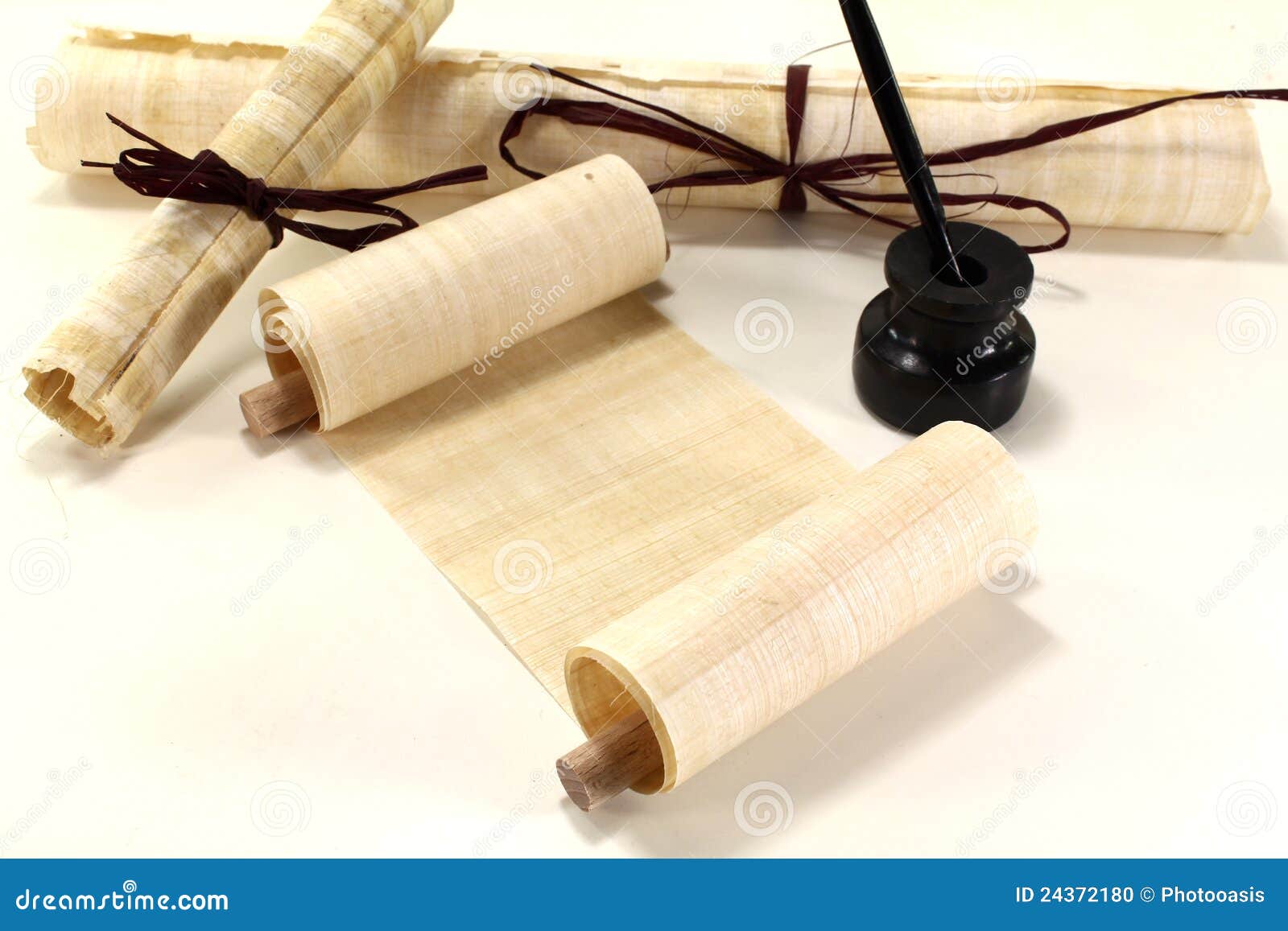 Papyrus rolls with quill stock photo. Image of stationery - 24372180