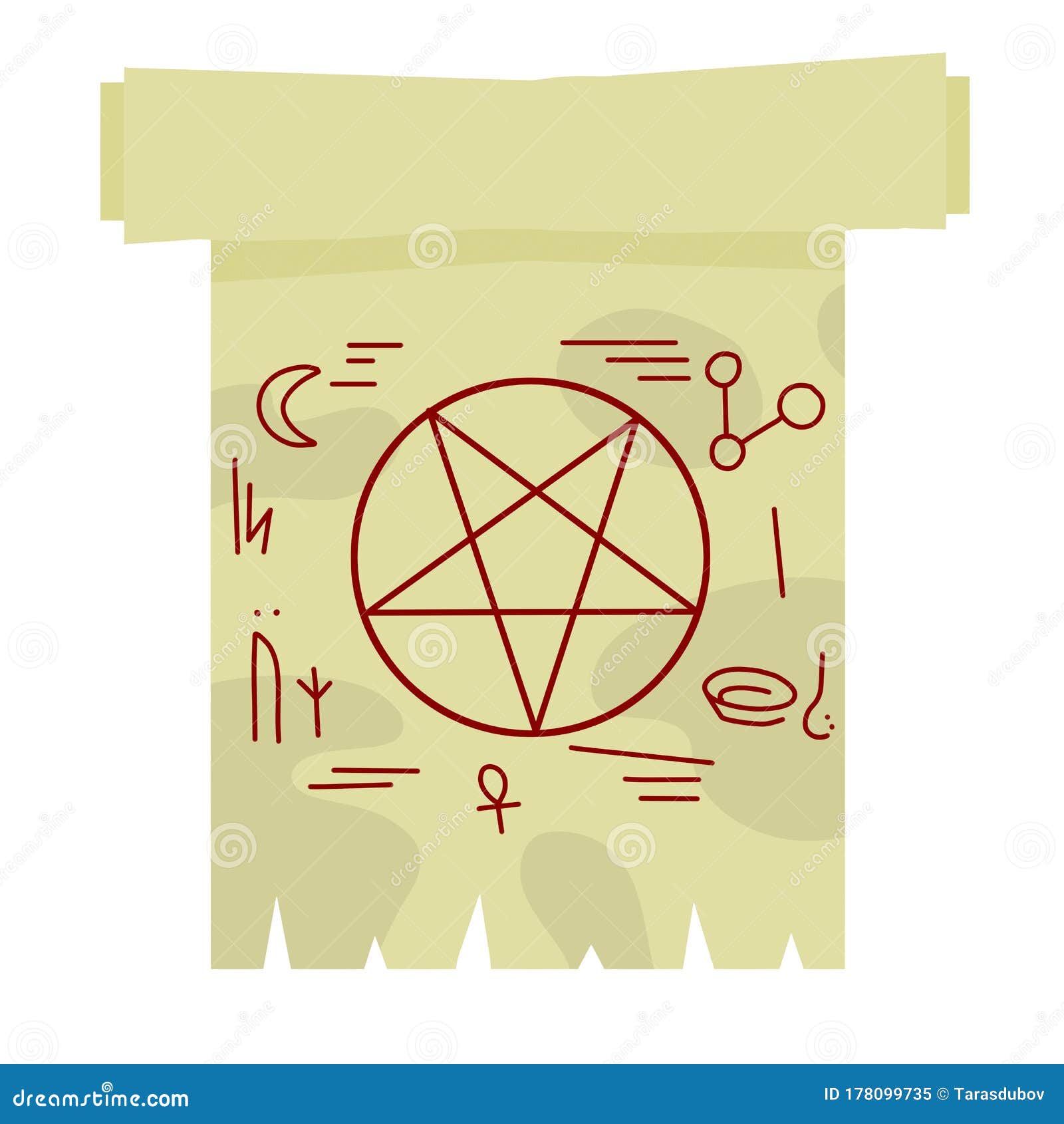 Papyrus Scroll with Magic Spell Stock Vector - Illustration of magic ...