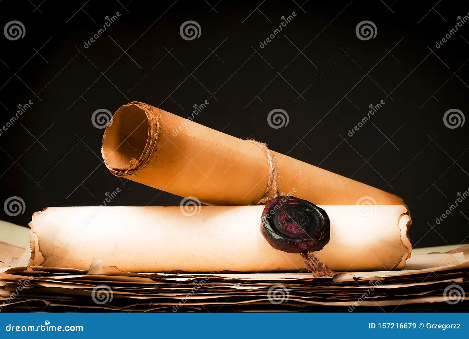 Papyrus Scrolls with Stamp on Old Paper Stock Image - Image of read ...