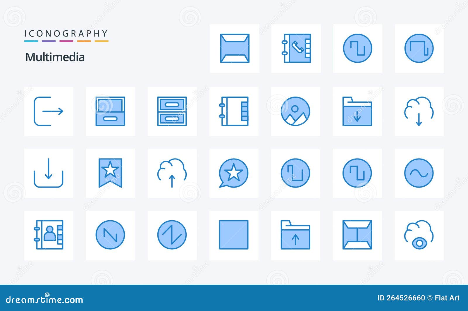 Paquete De Iconos Azul Multimedia De 25 Ilustración del Vector ...