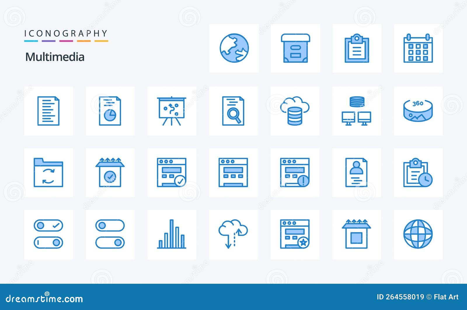 Paquete De Iconos Azul Multimedia De 25 Ilustración del Vector ...