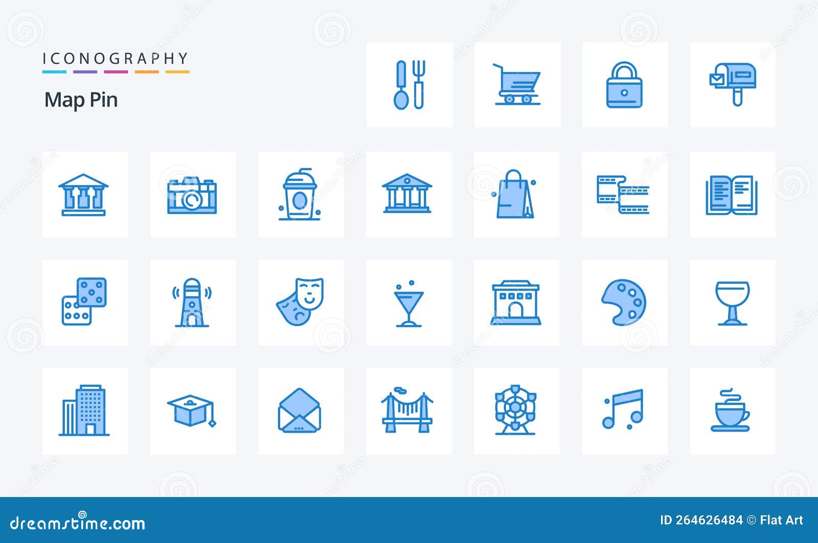 Paquete De Iconos Azul De 25 Pines De Mapa Ilustración del Vector ...