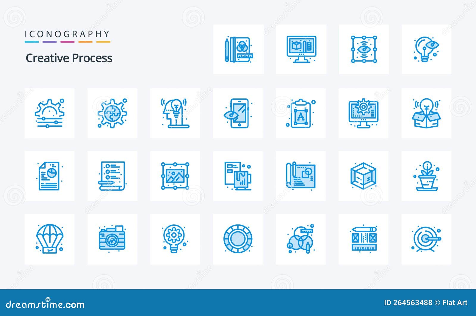 Paquete De Iconos Azul De Proceso Creativo 25 Ilustración del Vector ...