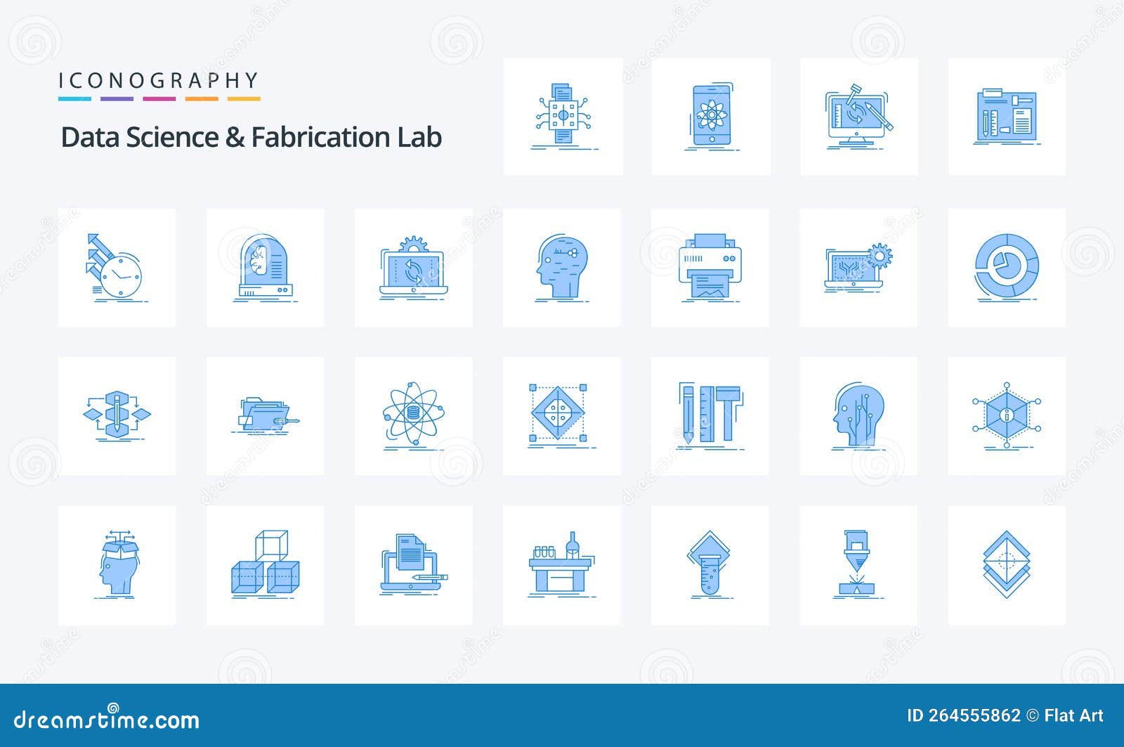 Paquete De Iconos Azules De 25 Data Science and Fabrication Lab Ilustración del Vector ...