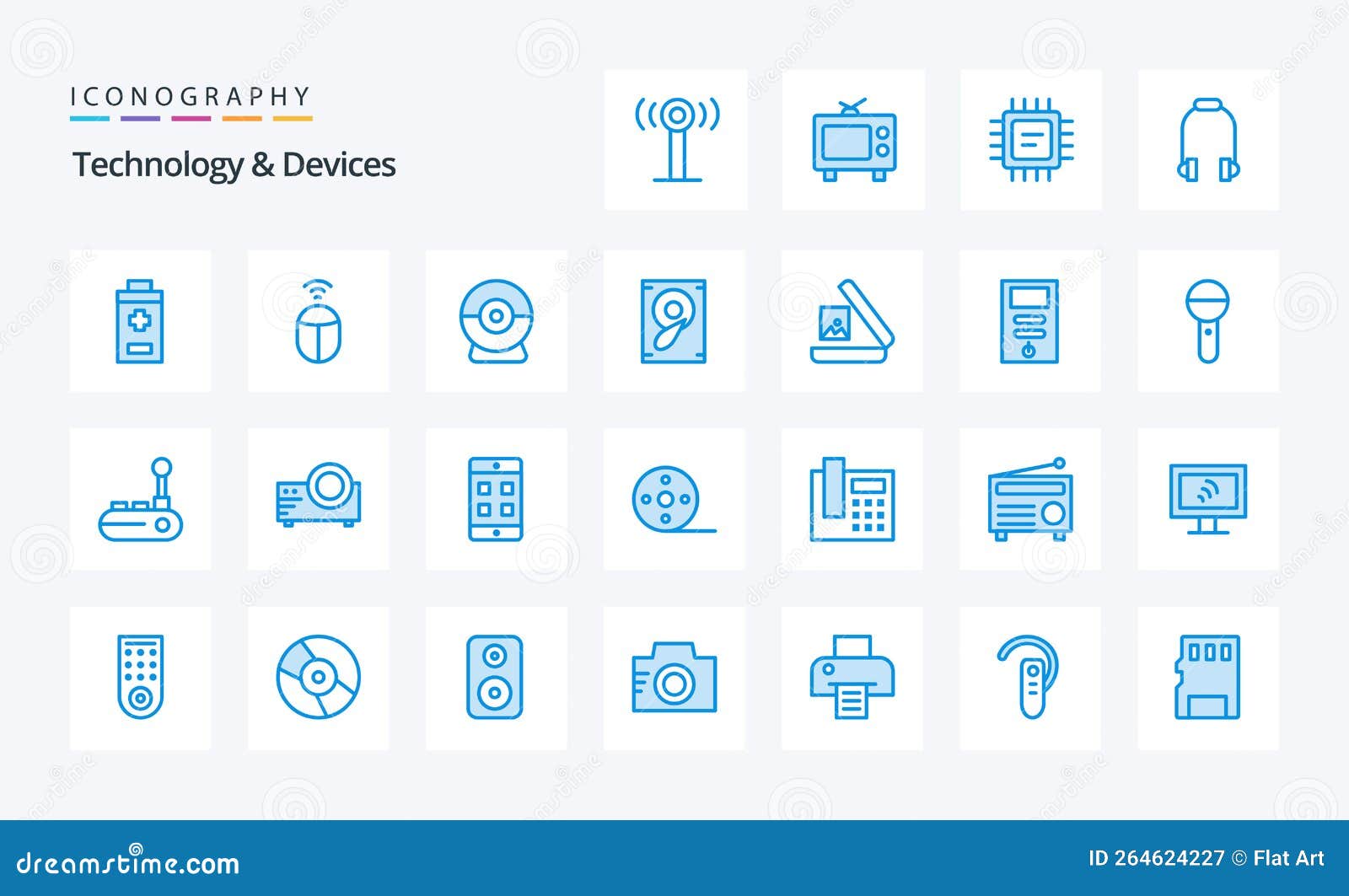 Paquete De Iconos Azules De 25 Dispositivos Ilustración del Vector ...