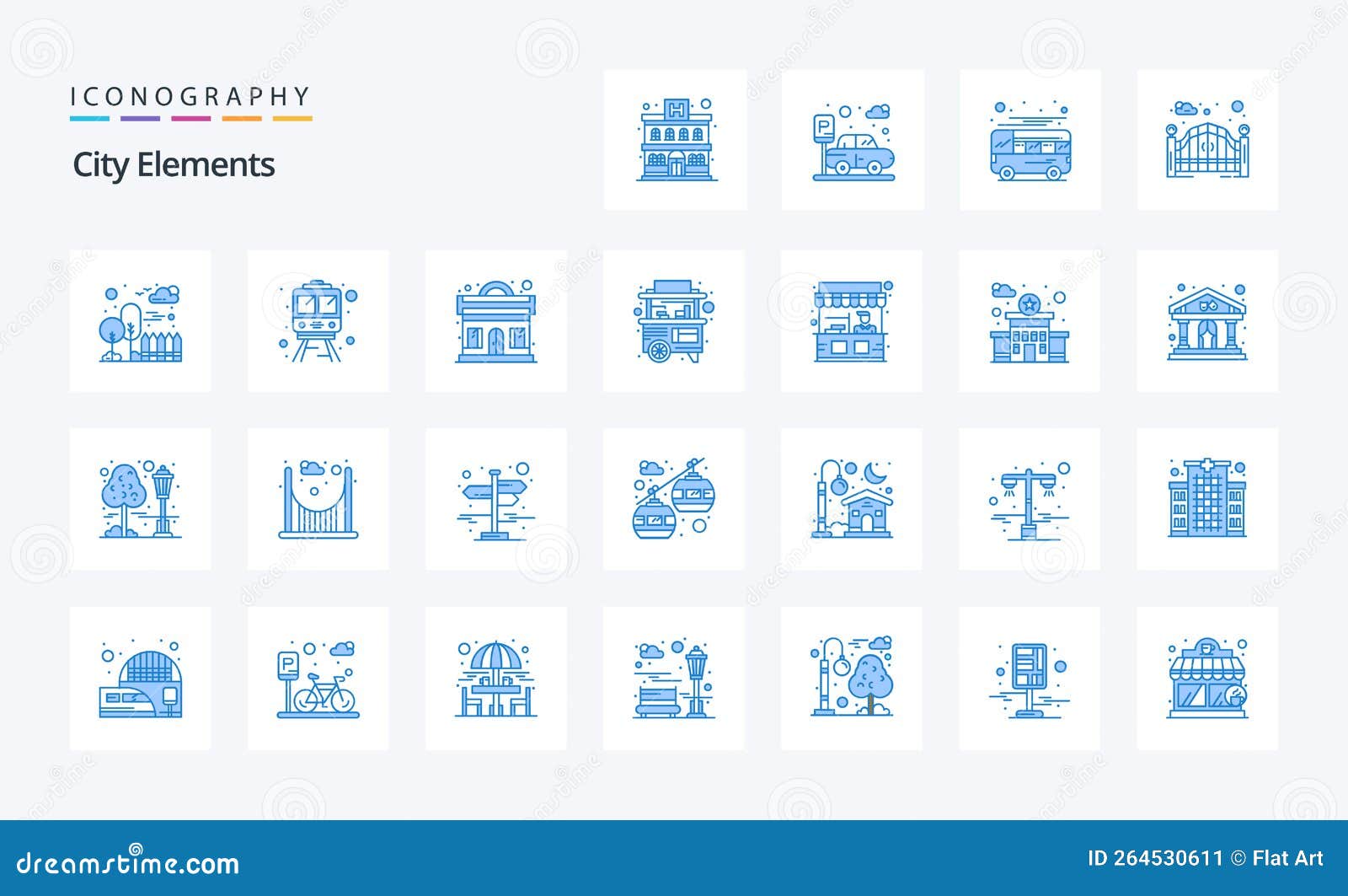 Paquete De Iconos Azules De 25 Elementos De La Ciudad Ilustración del ...