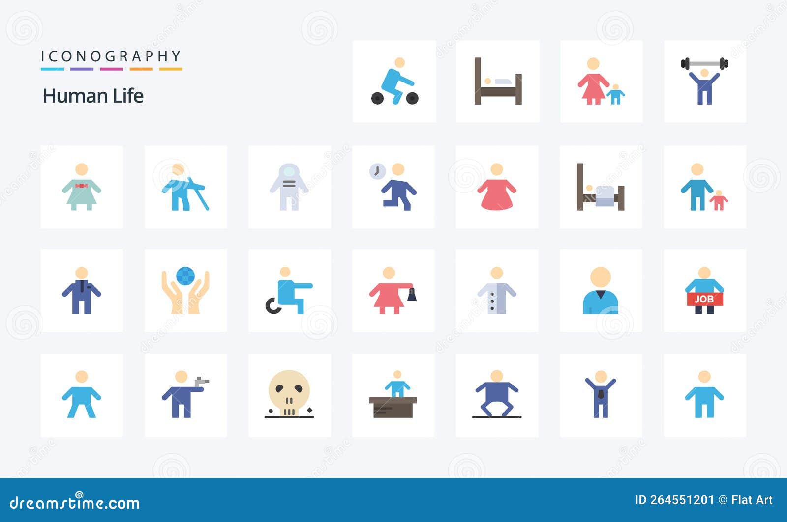 Paquete De Iconos De Color Plano Humano De 25 Ilustración del Vector ...