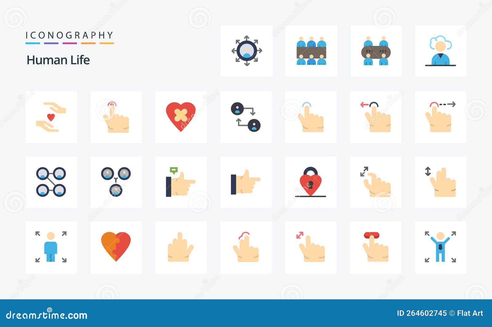 Paquete De Iconos De Color Plano Humano De 25 Ilustración del Vector ...