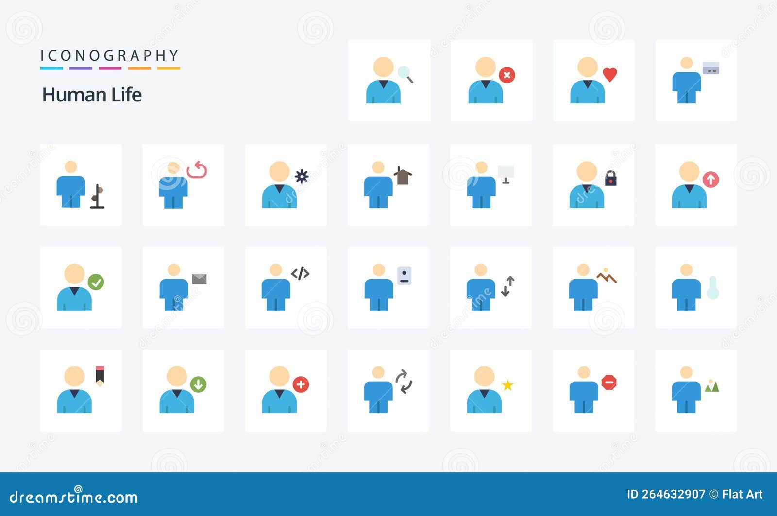 Paquete De Iconos De Color Plano Humano De 25 Ilustración del Vector ...