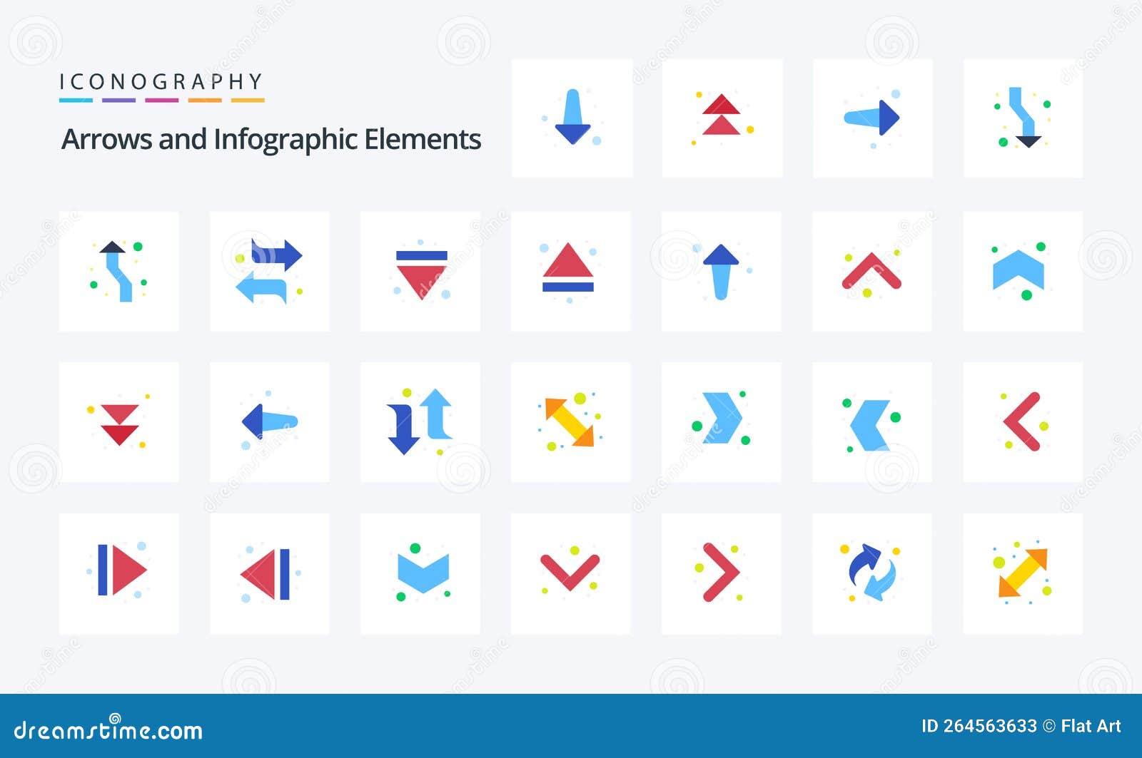 Paquete De Iconos De 25 Flechas De Color Plano Ilustración del Vector ...