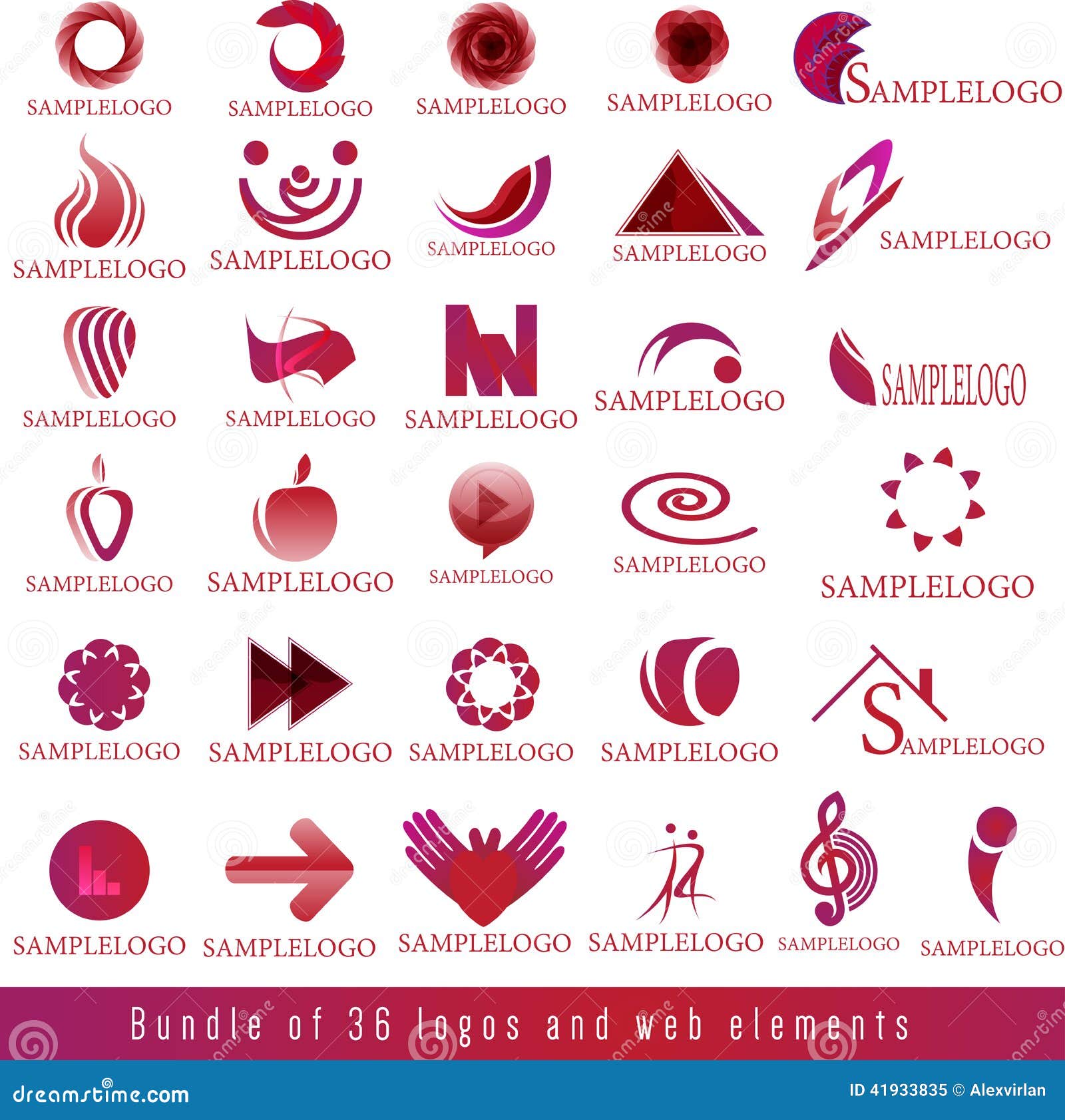 Paquete De 36 Logotipos Y Elementos Rojos Del Web Ilustración del ...