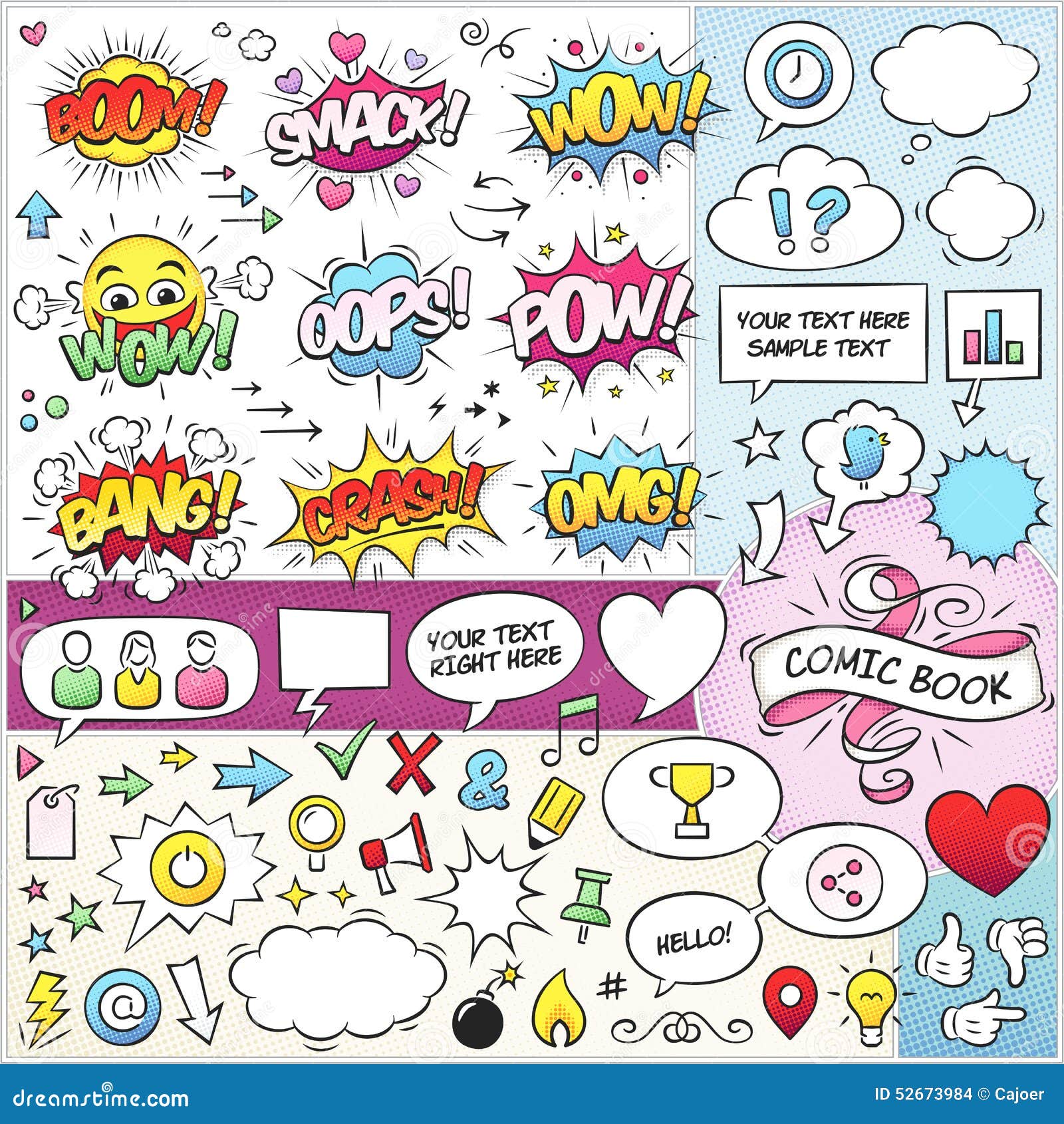 Paquete Del Vector De Los Elementos Del Cómic Ilustración del Vector - Ilustración de pulgar ...