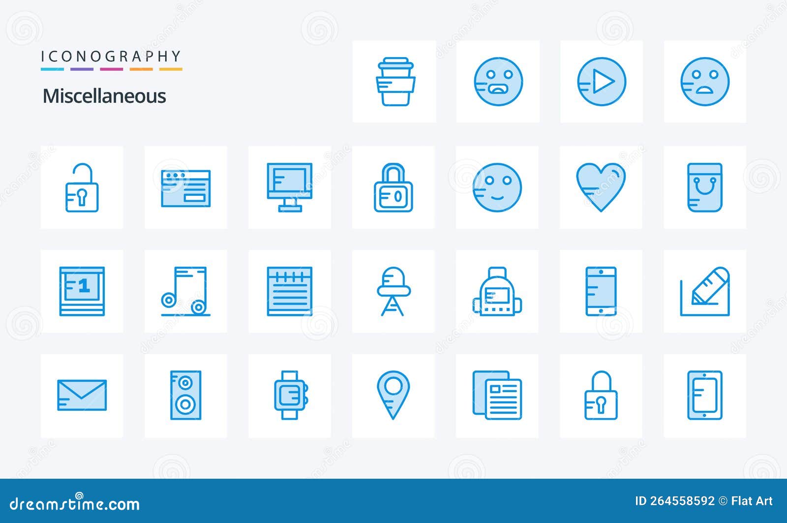 25 Paquetes De Iconos Azules Diversos Stock de ilustración ...