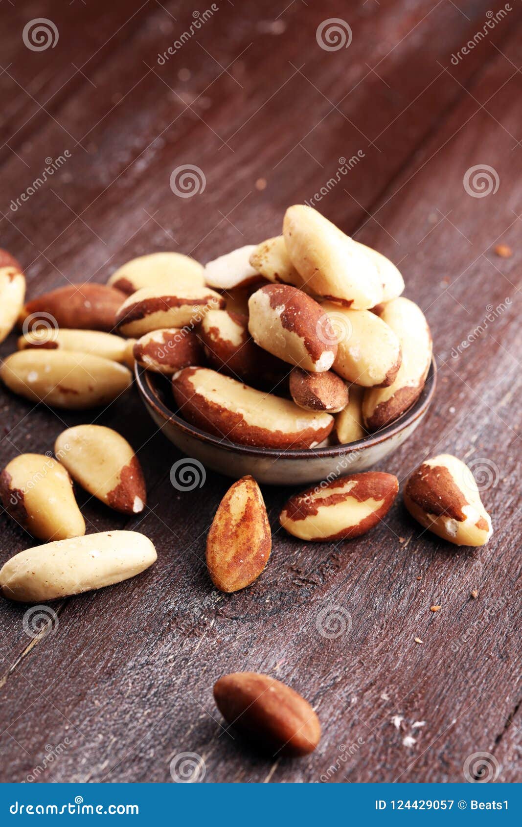 Para Nuts on a Rustic Wooden Table and Para Nuts in Bowl Stock Image ...