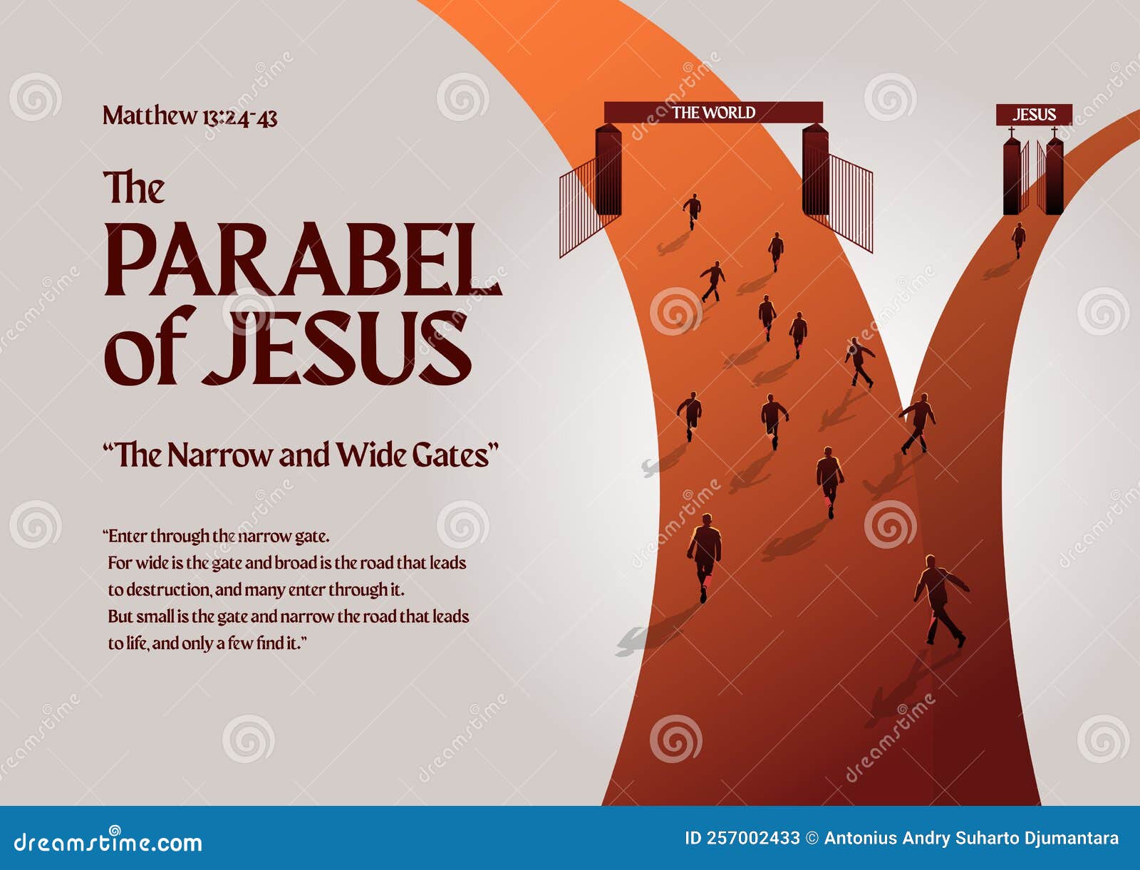 The Parable of the Narrow and Wide Gate. Vector Illustration Stock ... The Parable of the Narrow and Wide Gate. Vector Illustration Stock ...