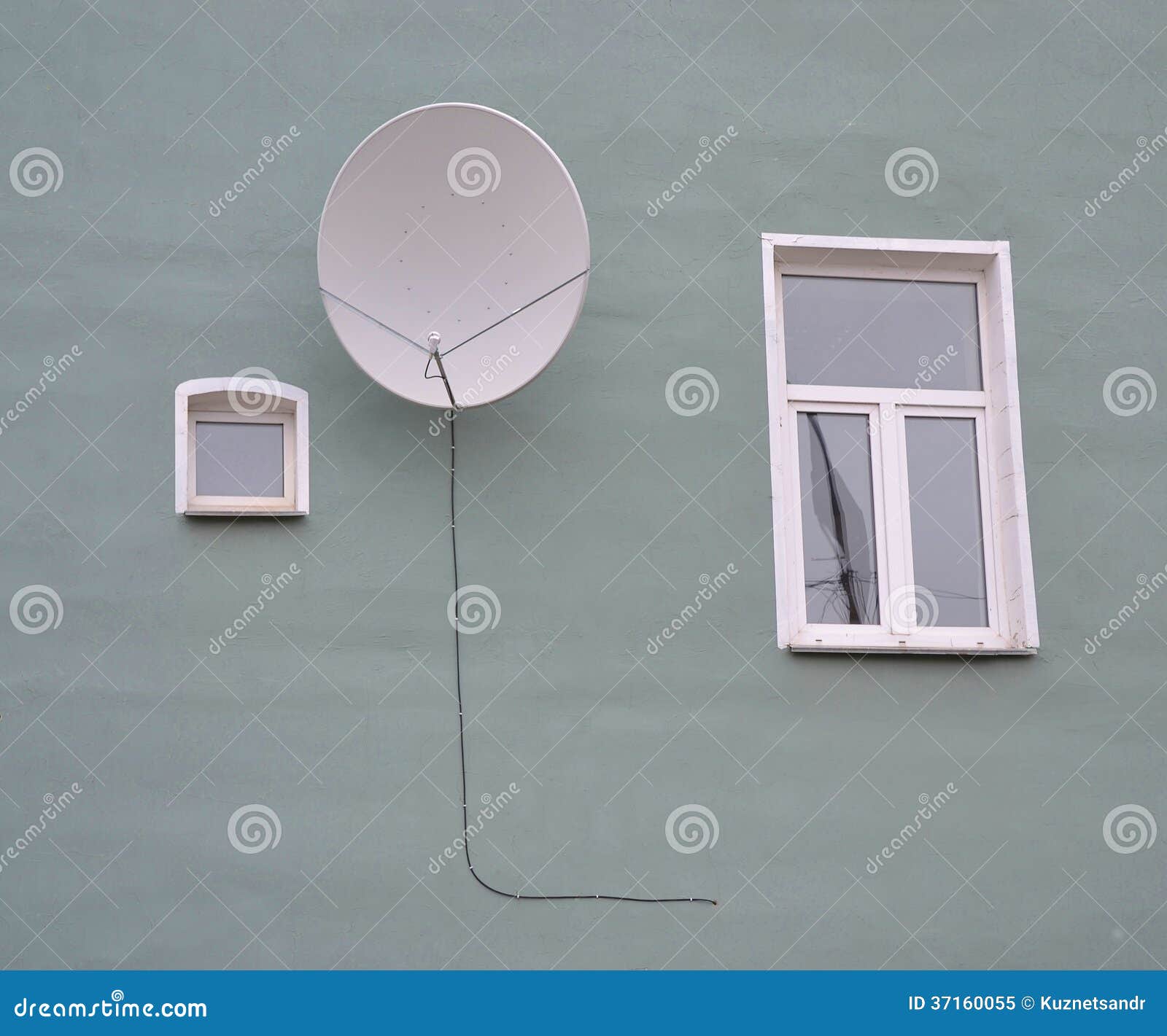 The Parabolic Antenna on a Wall Stock Image - Image of windows, data ...