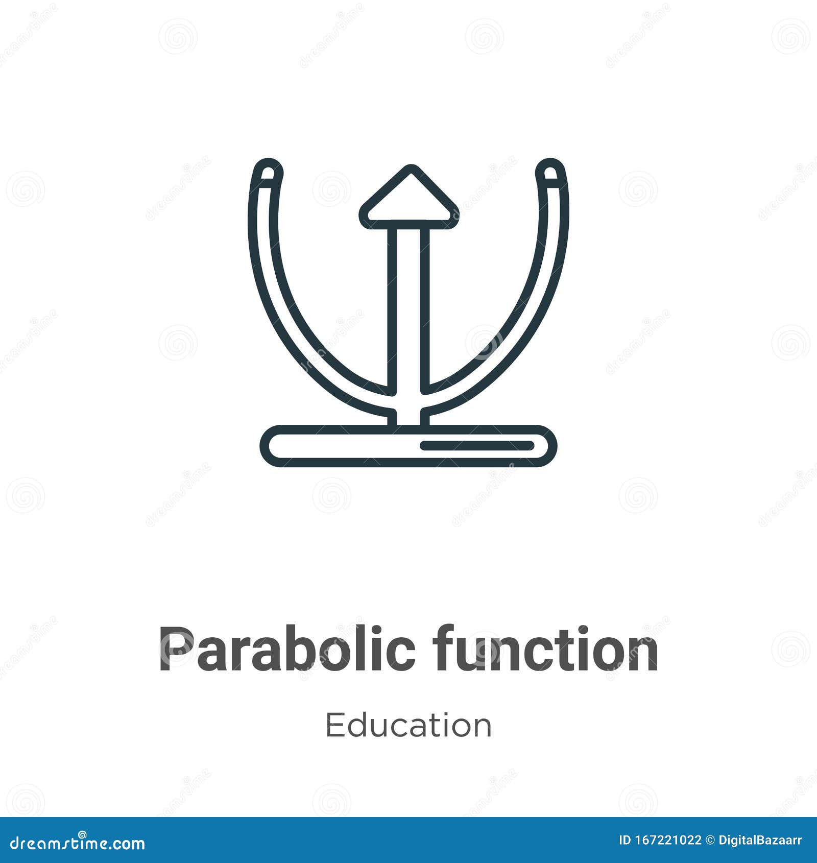 Parabolic Function Outline Vector Icon. Thin Line Black Parabolic ...