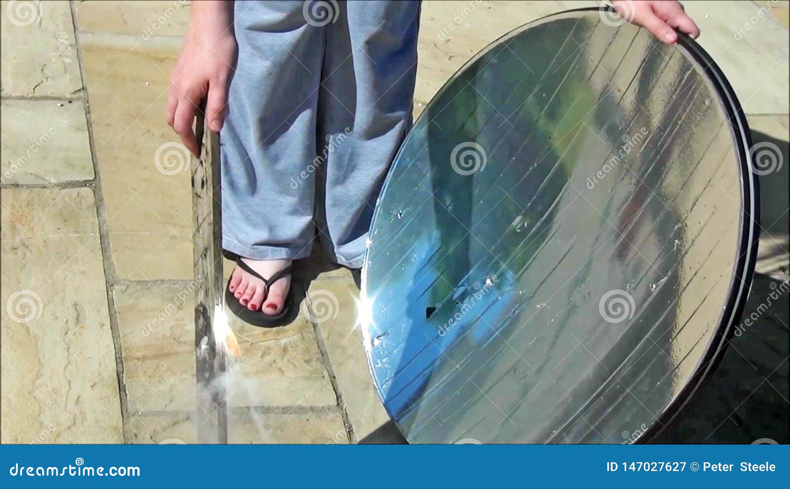 Parabolic Mirror Solar Oven Starting Fire on Stick Stock Image - Image ...