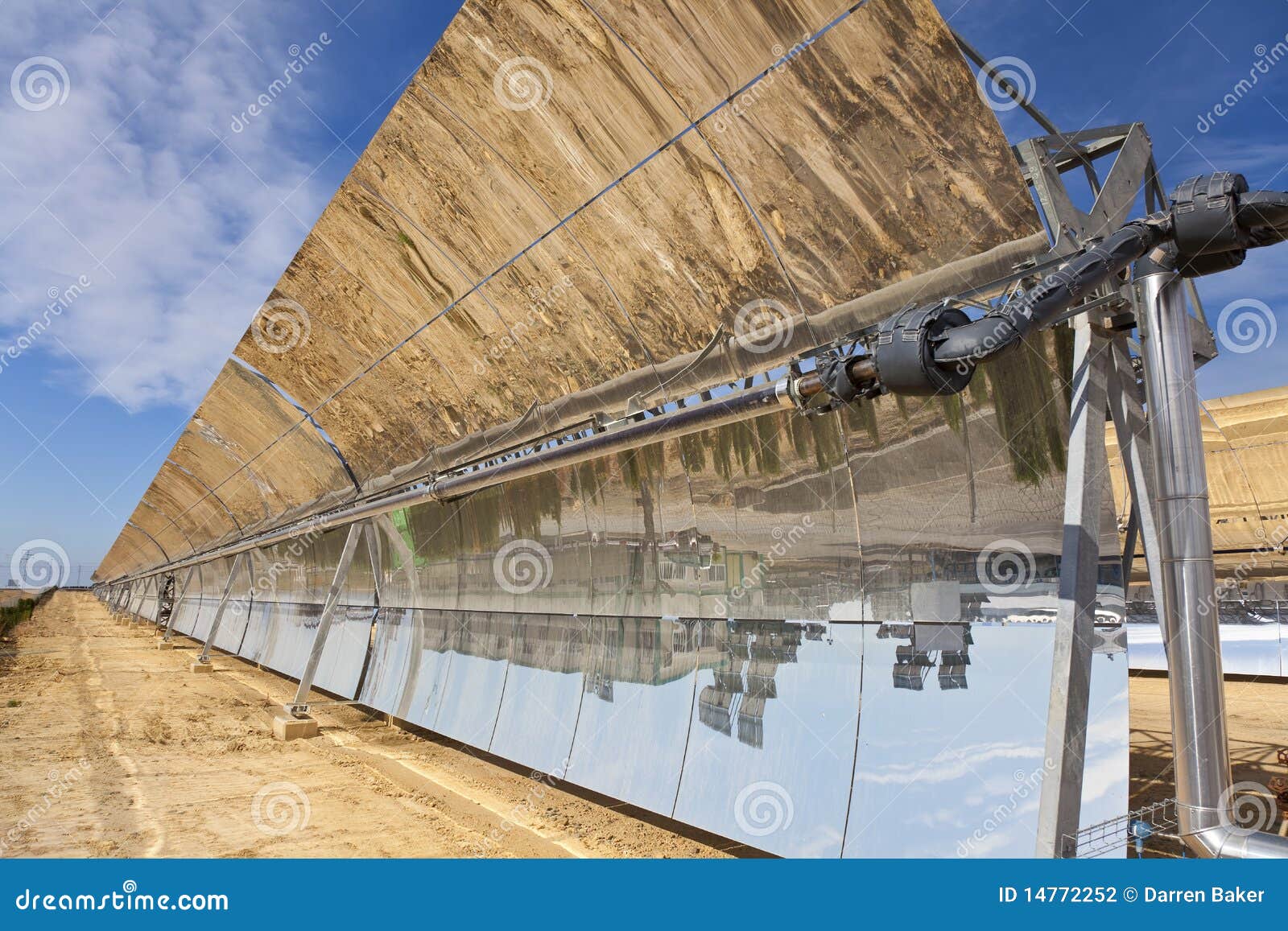 Parabolic Trough Solar Mirror Panels Stock Photo - Image of trough ...