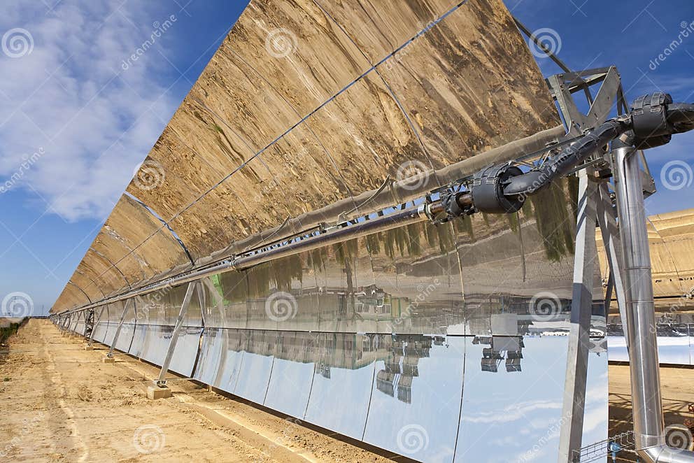 Parabolic Trough Solar Mirror Panels Stock Photo - Image of trough ...