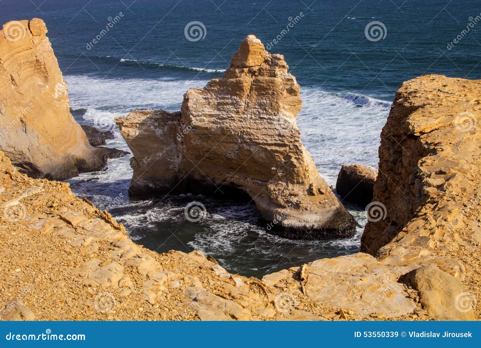 Paracas Peninsula, Catedral Rock, Coast Peru Stock Image - Image of ...