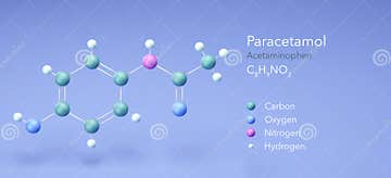 Paracetamol, Acetaminophen, Molecular Structures, 3d Rendering ...