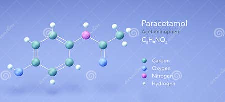 Paracetamol, Acetaminophen, Molecular Structures, 3d Rendering ...
