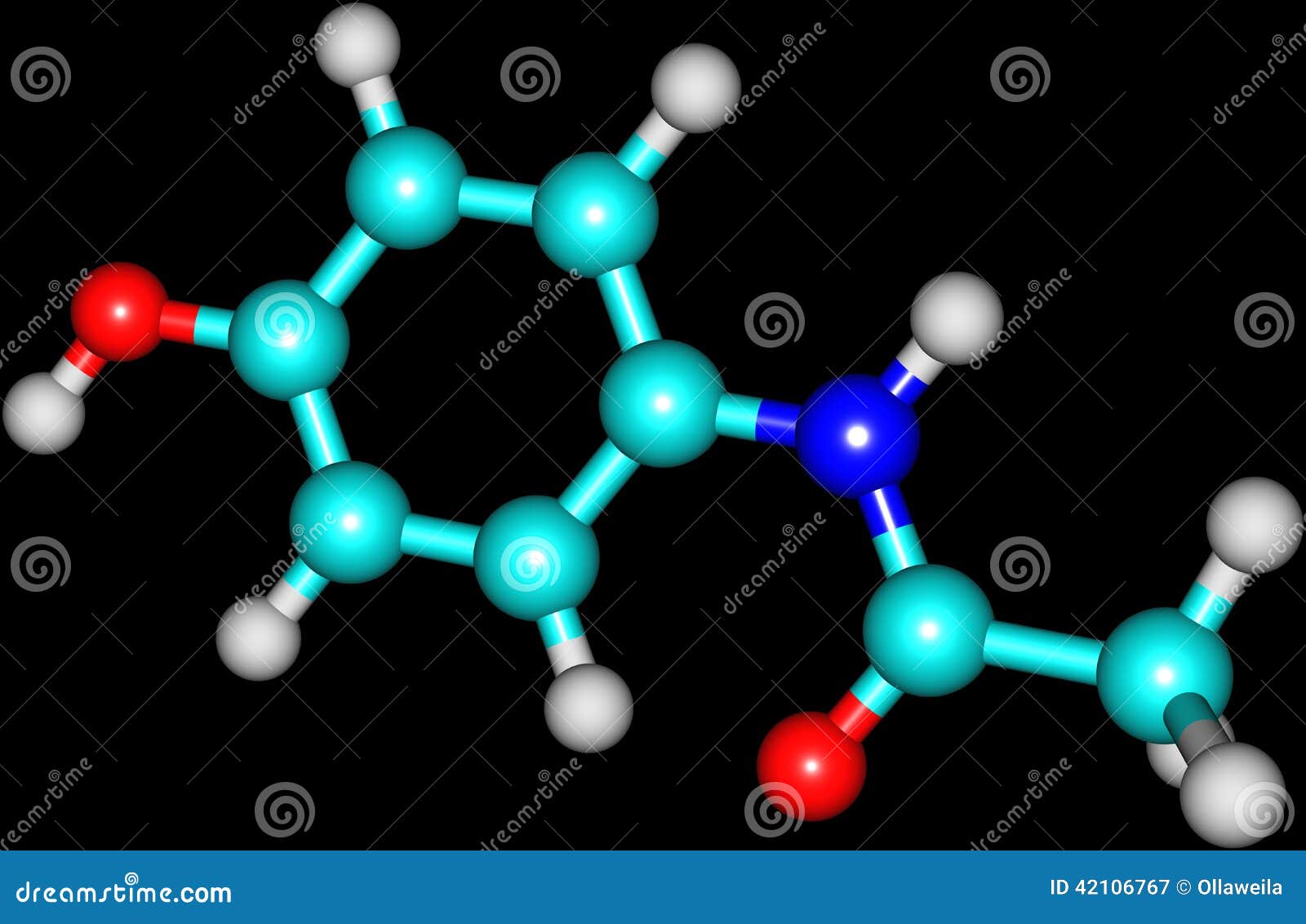 Paracetamol Molecular Model Stock Illustration - Illustration of ...