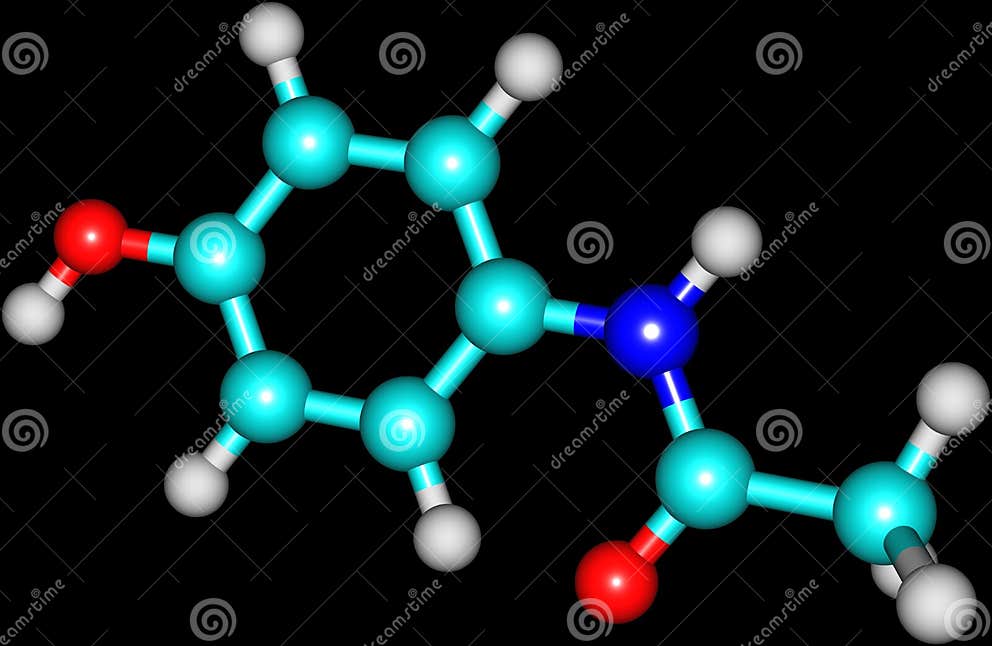 Paracetamol Molecular Model Stock Illustration - Illustration of ...