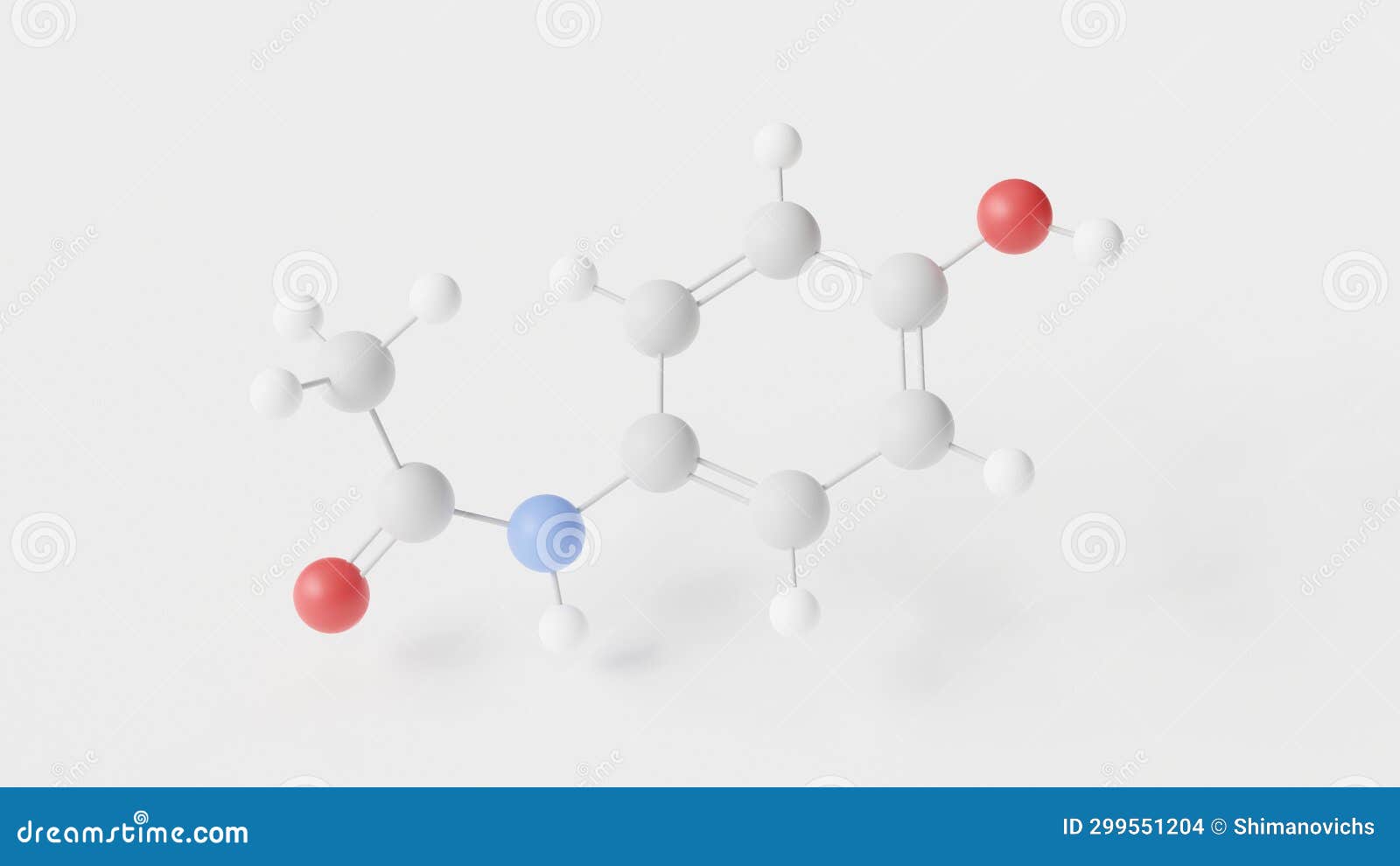 Paracetamol Molecule 3d, Molecular Structure, Ball and Stick Model ...