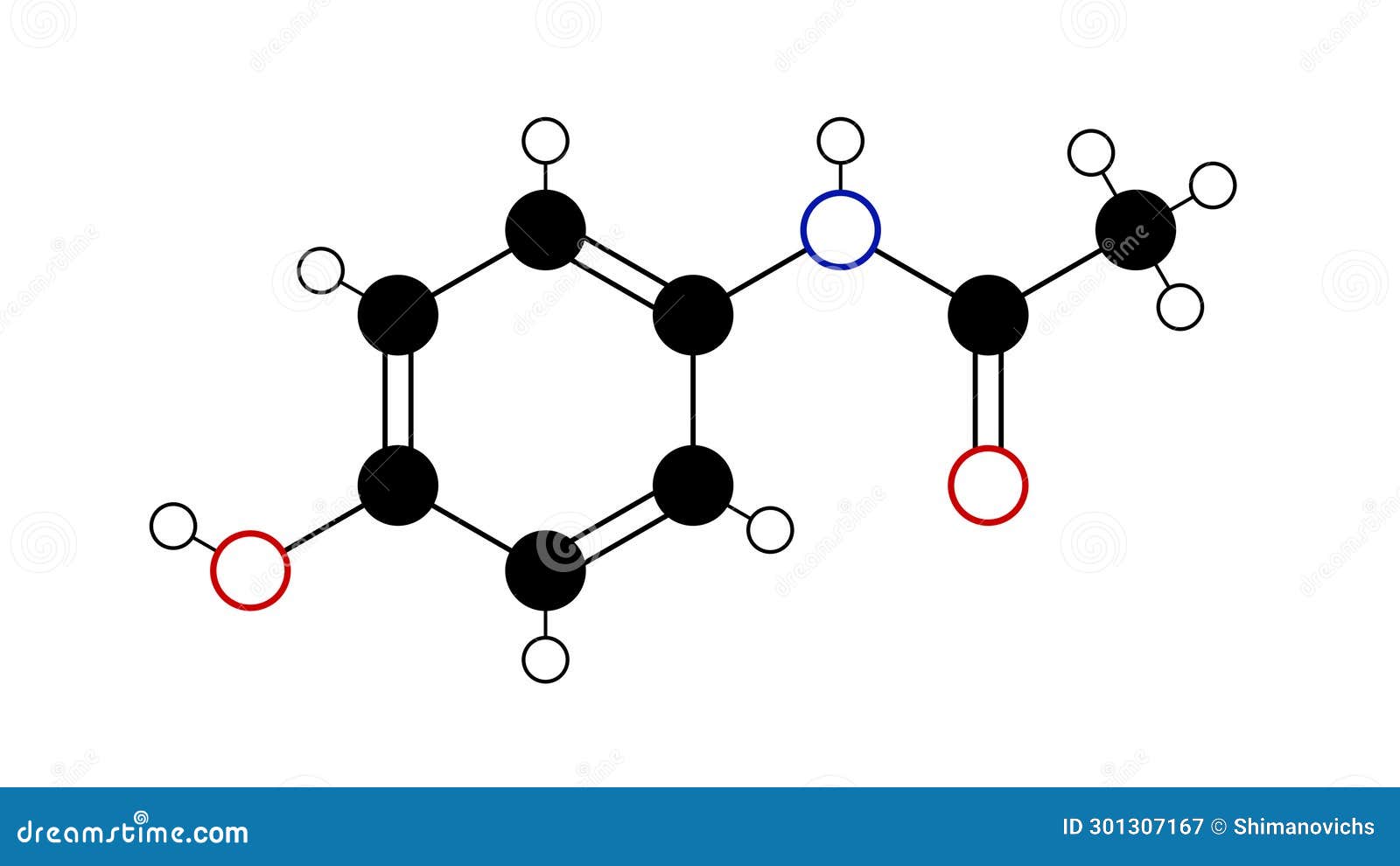 Paracetamol Molecule, Structural Chemical Formula, Ball-and-stick Model ...