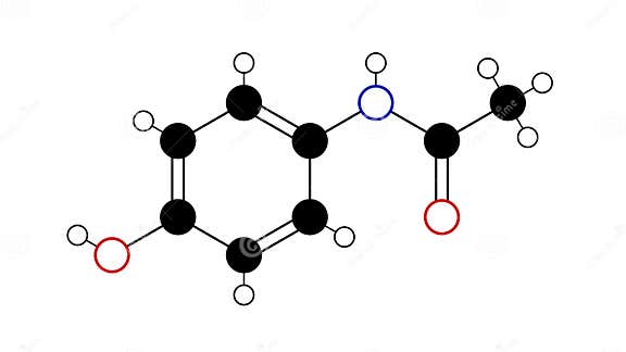 Paracetamol Molecule, Structural Chemical Formula, Ball-and-stick Model ...
