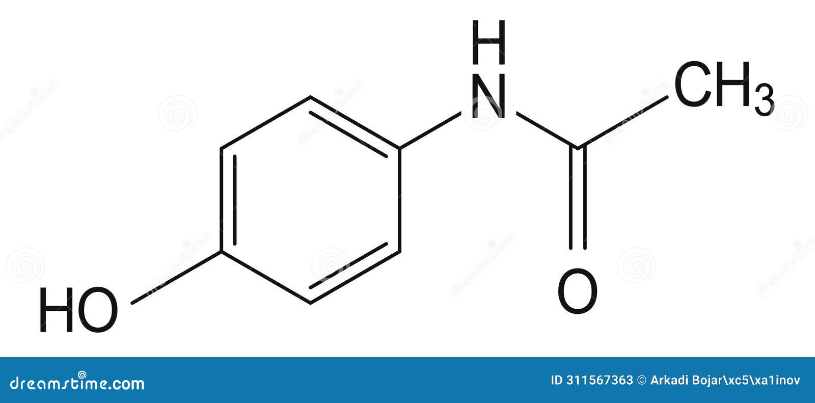 Paracetamol Molecule Structure, Chemical Formula on White Background ...