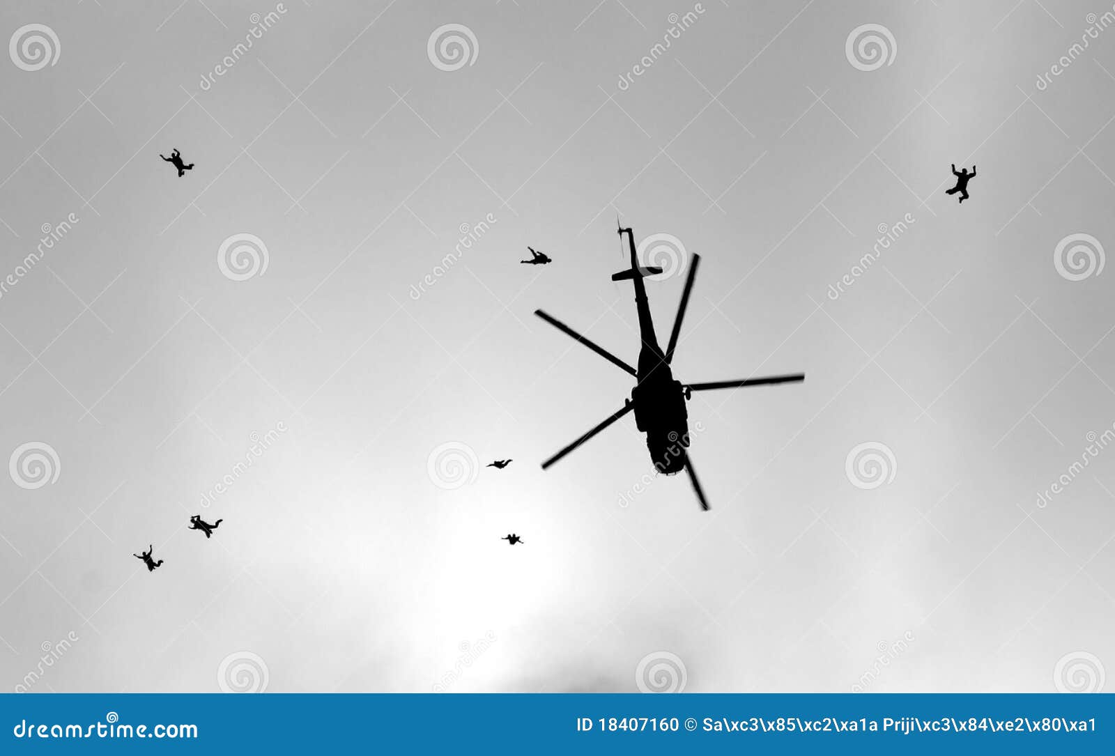 Parachut Jump from Helicopter Stock Photo - Image of descent, danger ...