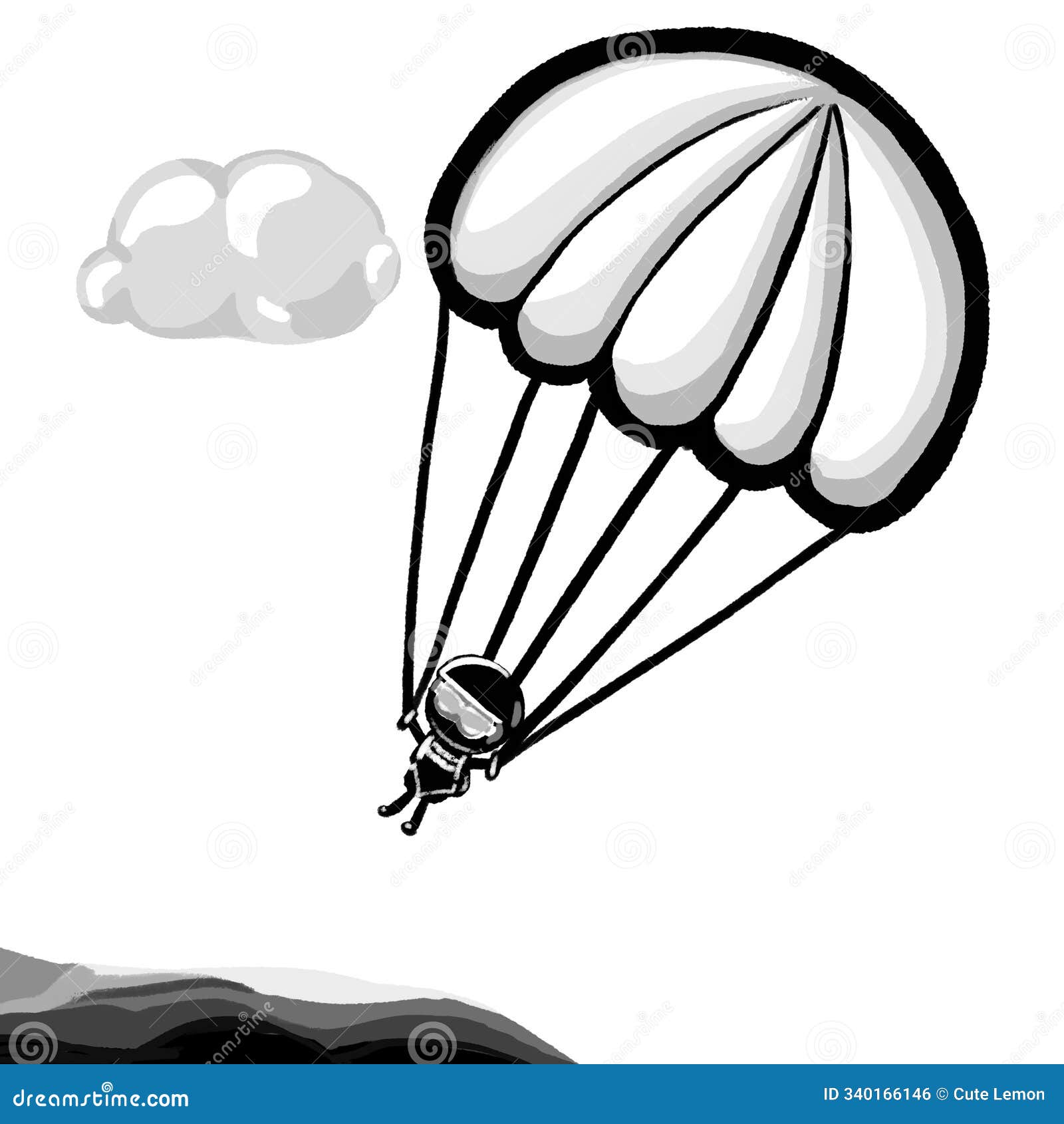 Monochromatic Cartoon Monster With Claws And Horns. Fantasy Creature ...