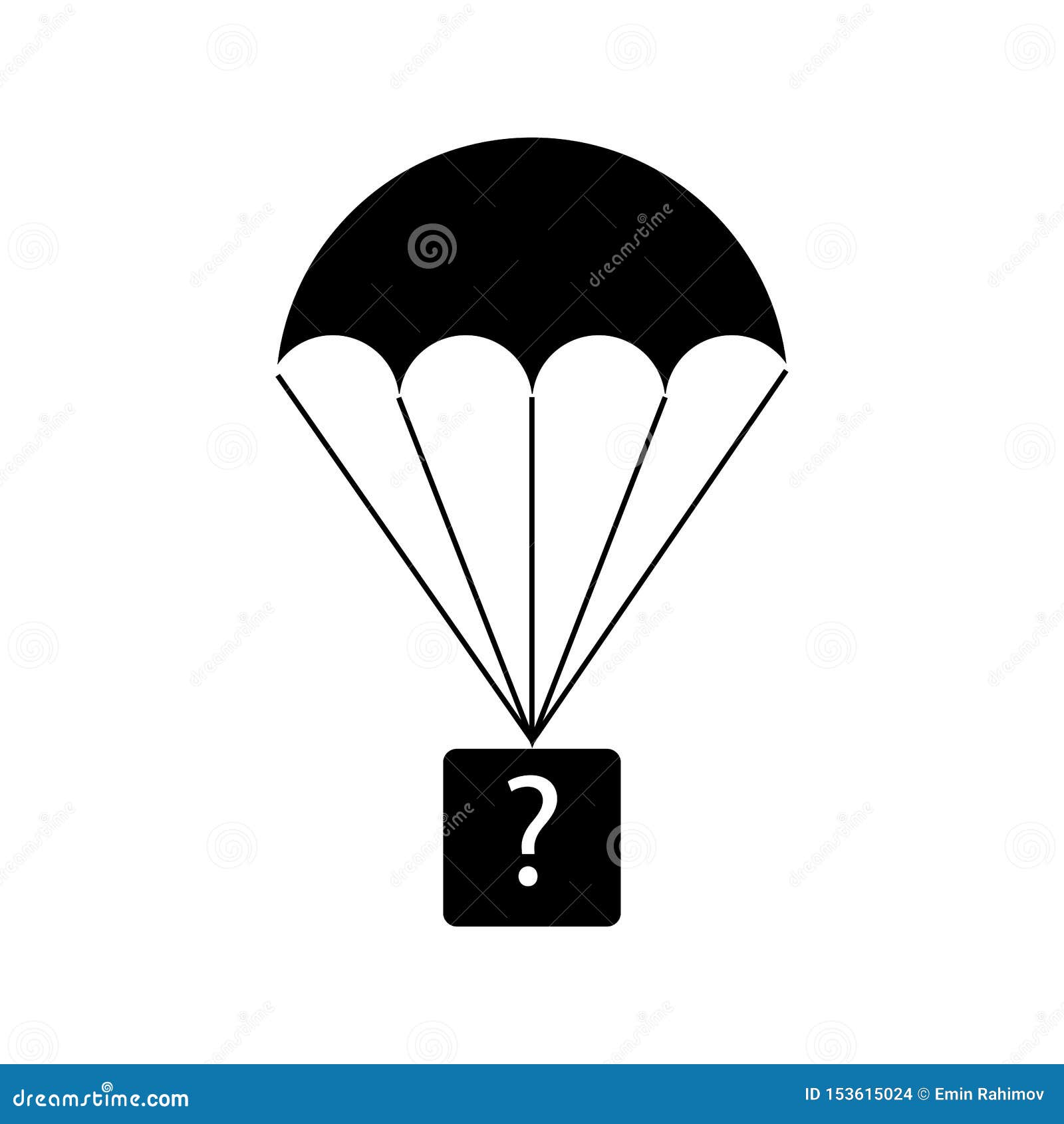 Parachute with a Box with a Question Mark Stock Vector - Illustration ...