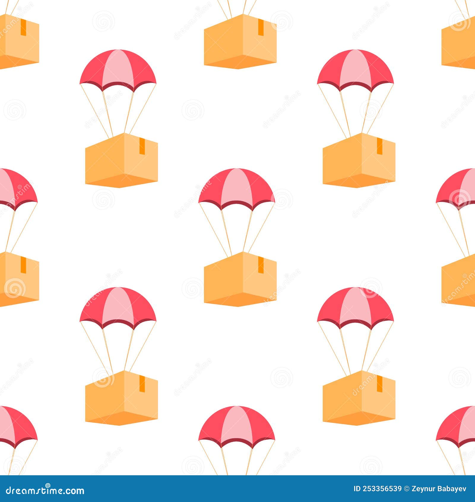 Parachute and Cardboard Box. Seamless Pattern. Stock Vector ...