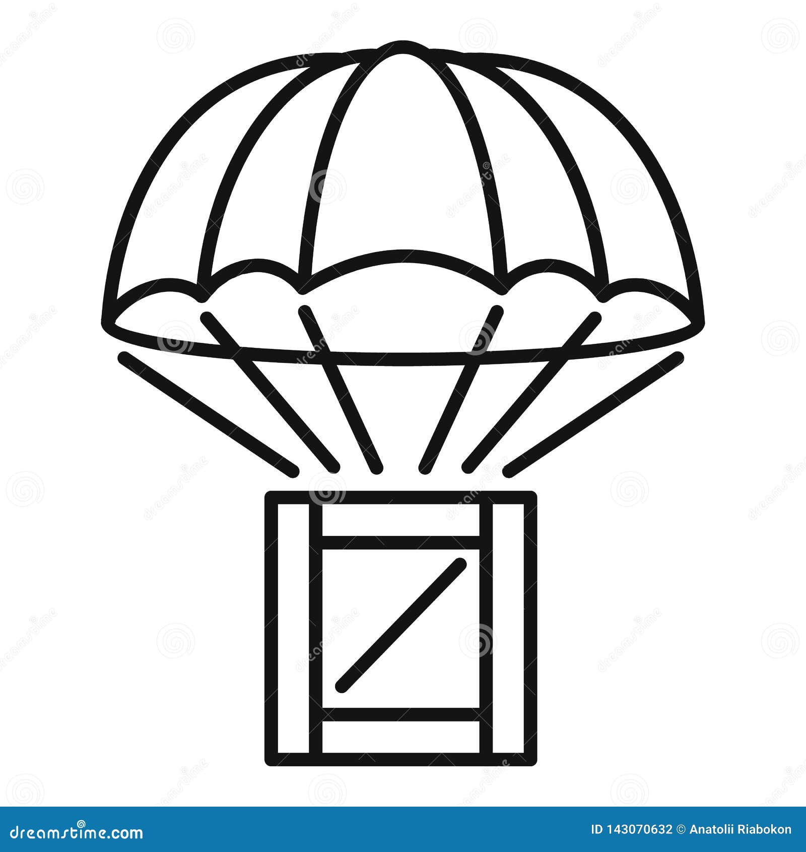 Parachute Delivery Box Icon, Outline Style Stock Vector - Illustration ...