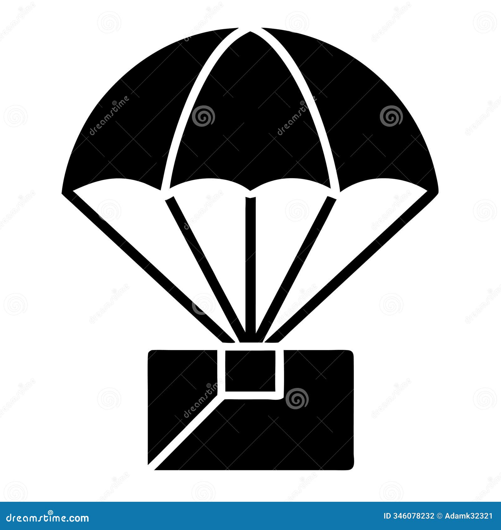 Parachute Delivery Box Symbolizing Airborne Package Shipment Vector ...