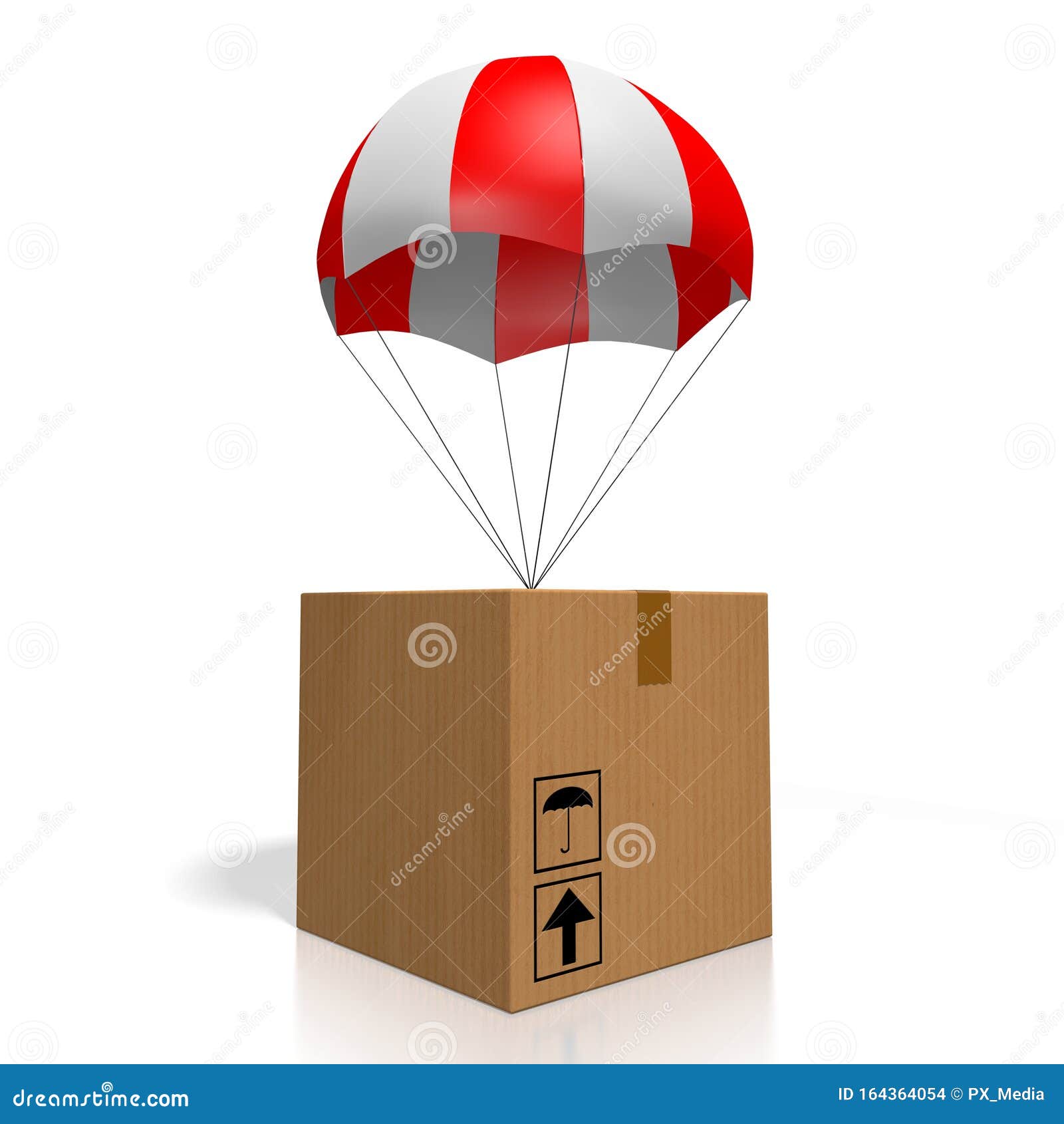 Parachute, Delivery Concept - 3D Rendering Stock Illustration ...