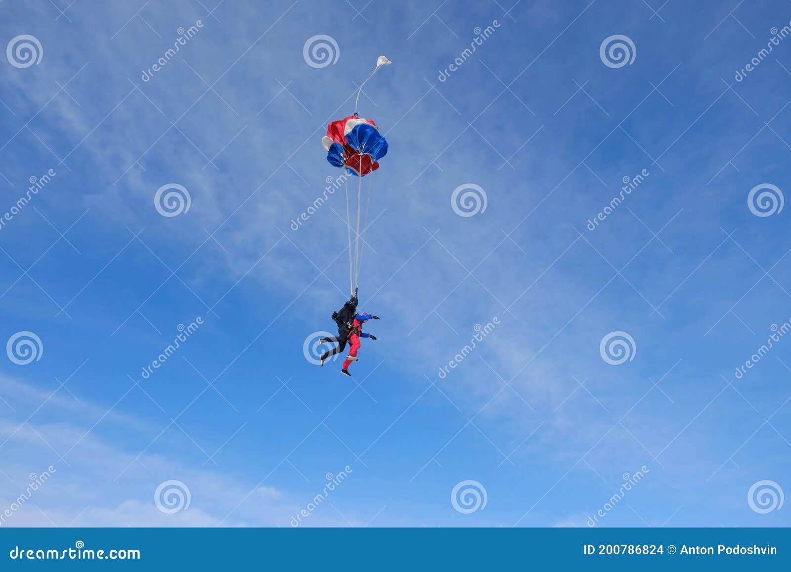 Skydiving. Tandem Jump. a Parachute Deployment. Editorial Stock Image ...