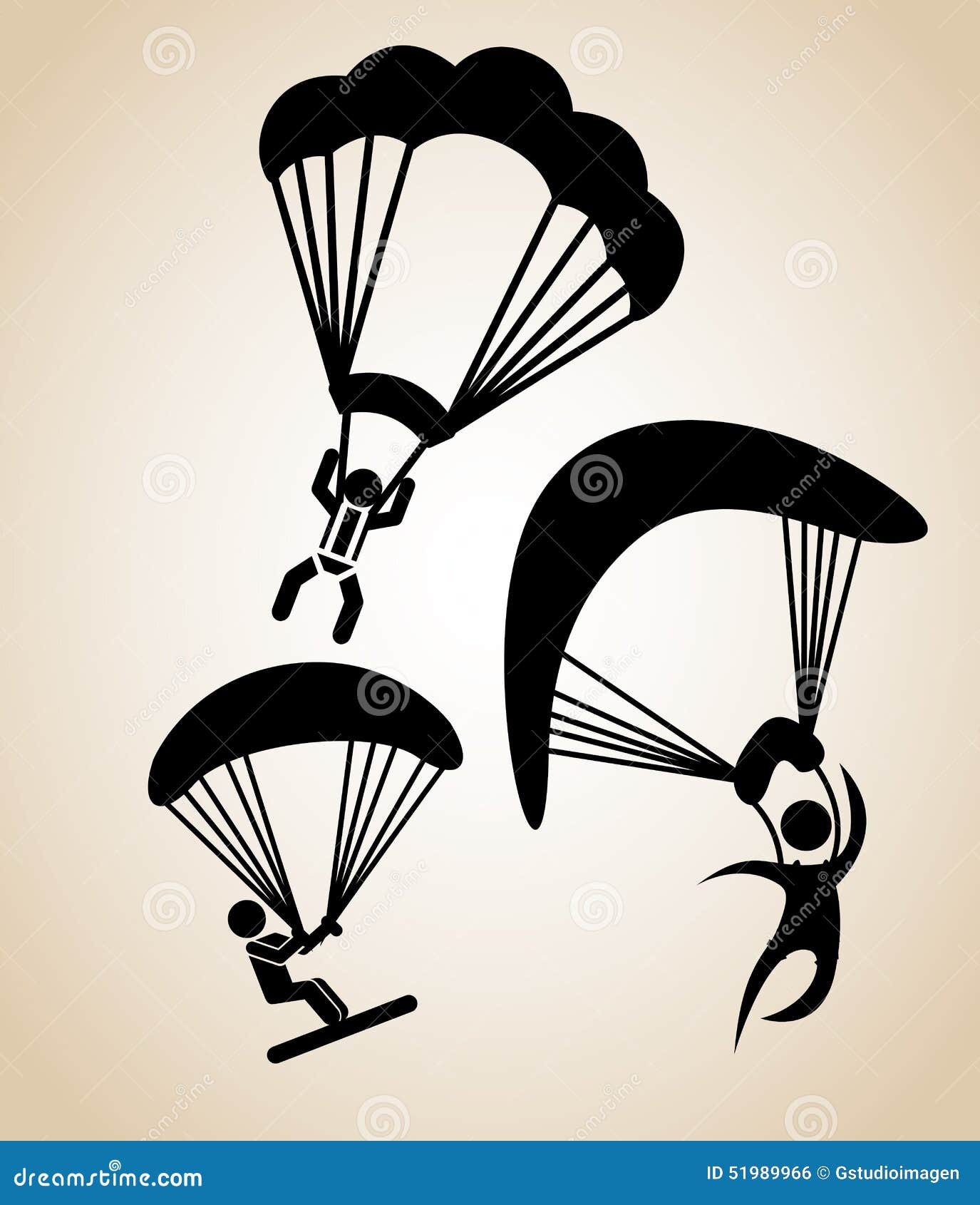 Parachute fly stock vector. Illustration of gliding, parachuting - 51989966