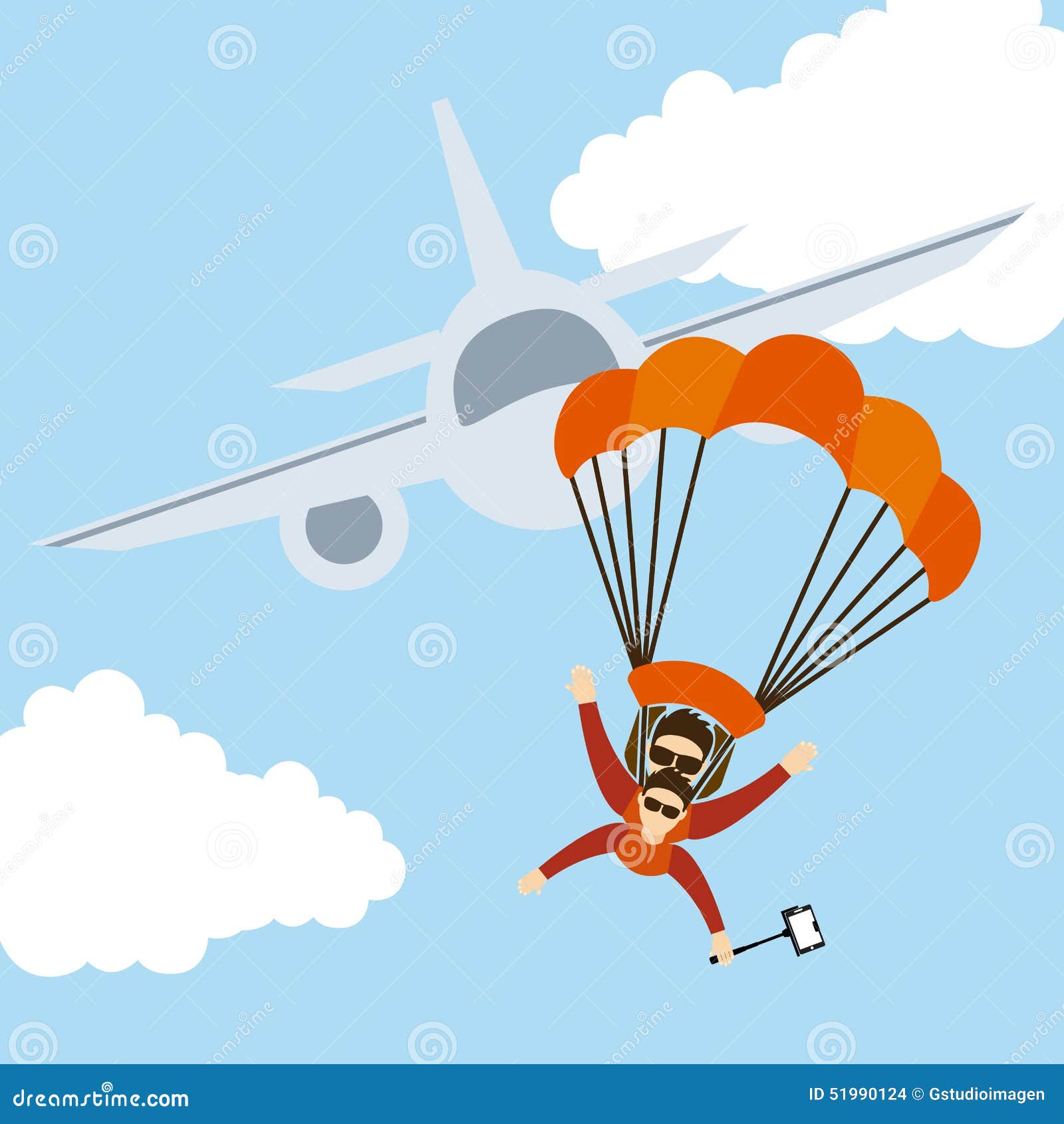 Parachute fly stock vector. Illustration of design, leisure - 51990124