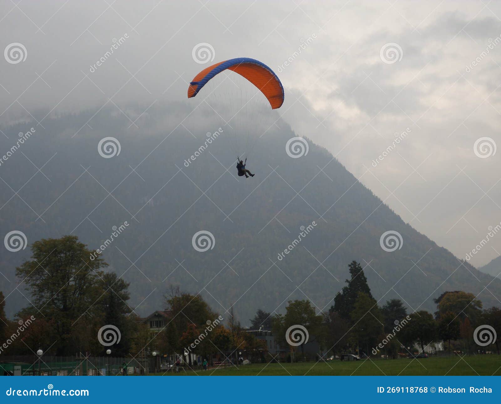 Parachute Flying on Interlaken. Stock Photo - Image of interlaken ...