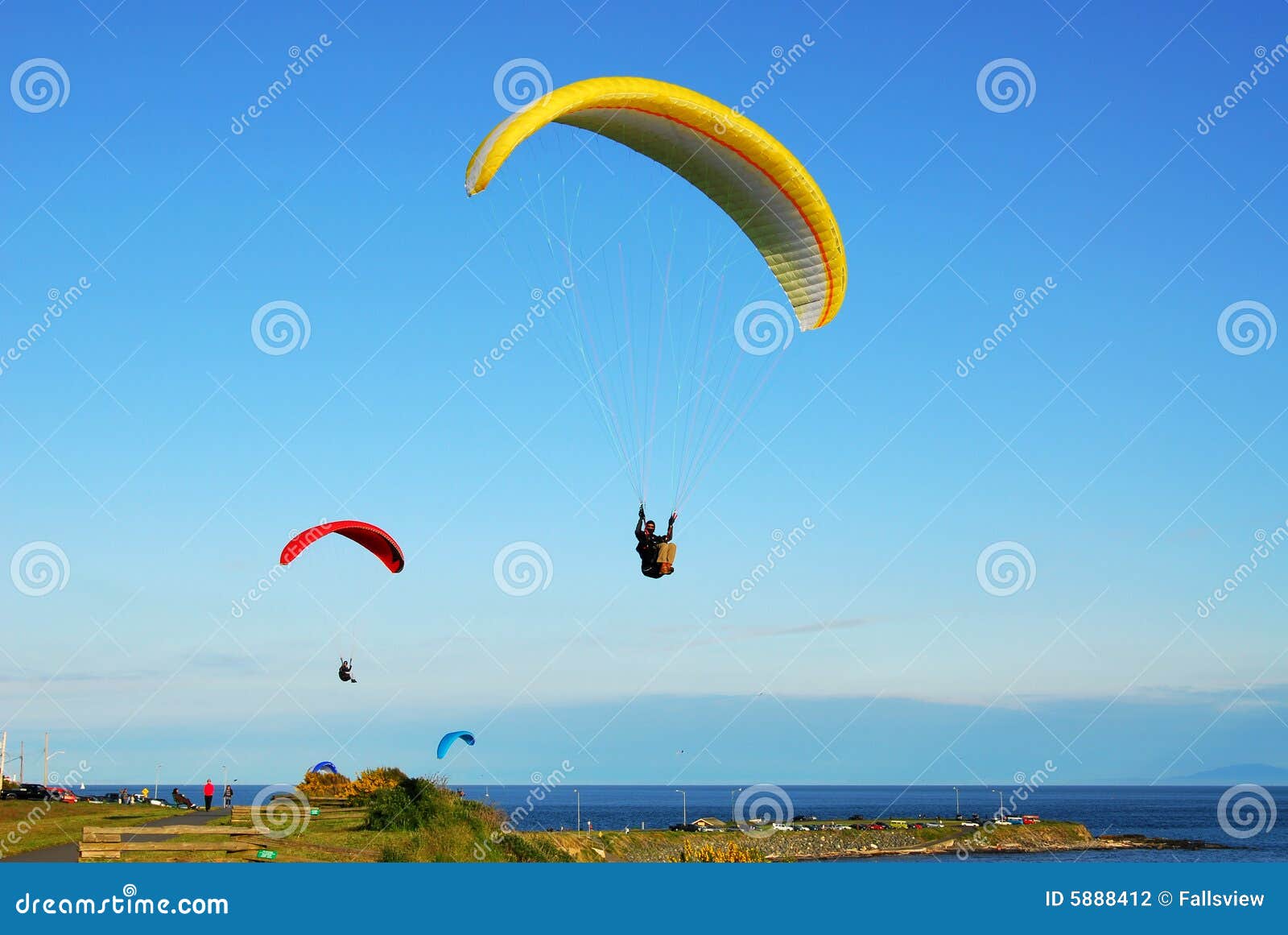 Parachute flying on sky stock photo. Image of enjoying - 5888412